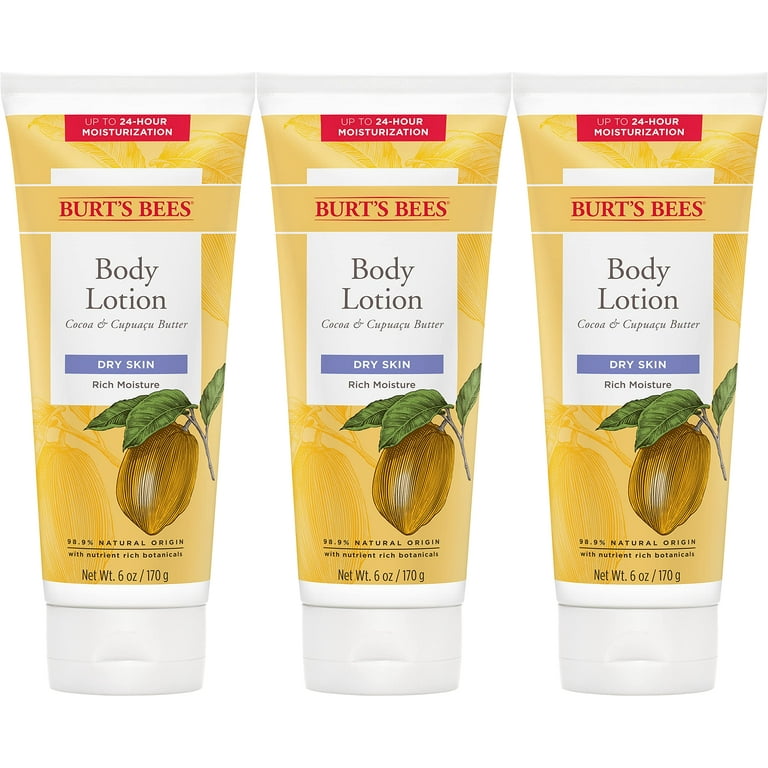 Burt S Bees Butter Body Lotion For Dry Skin With Cocoa Cupuau 6 Oz Pack Of 3 Package May Vary Walmart