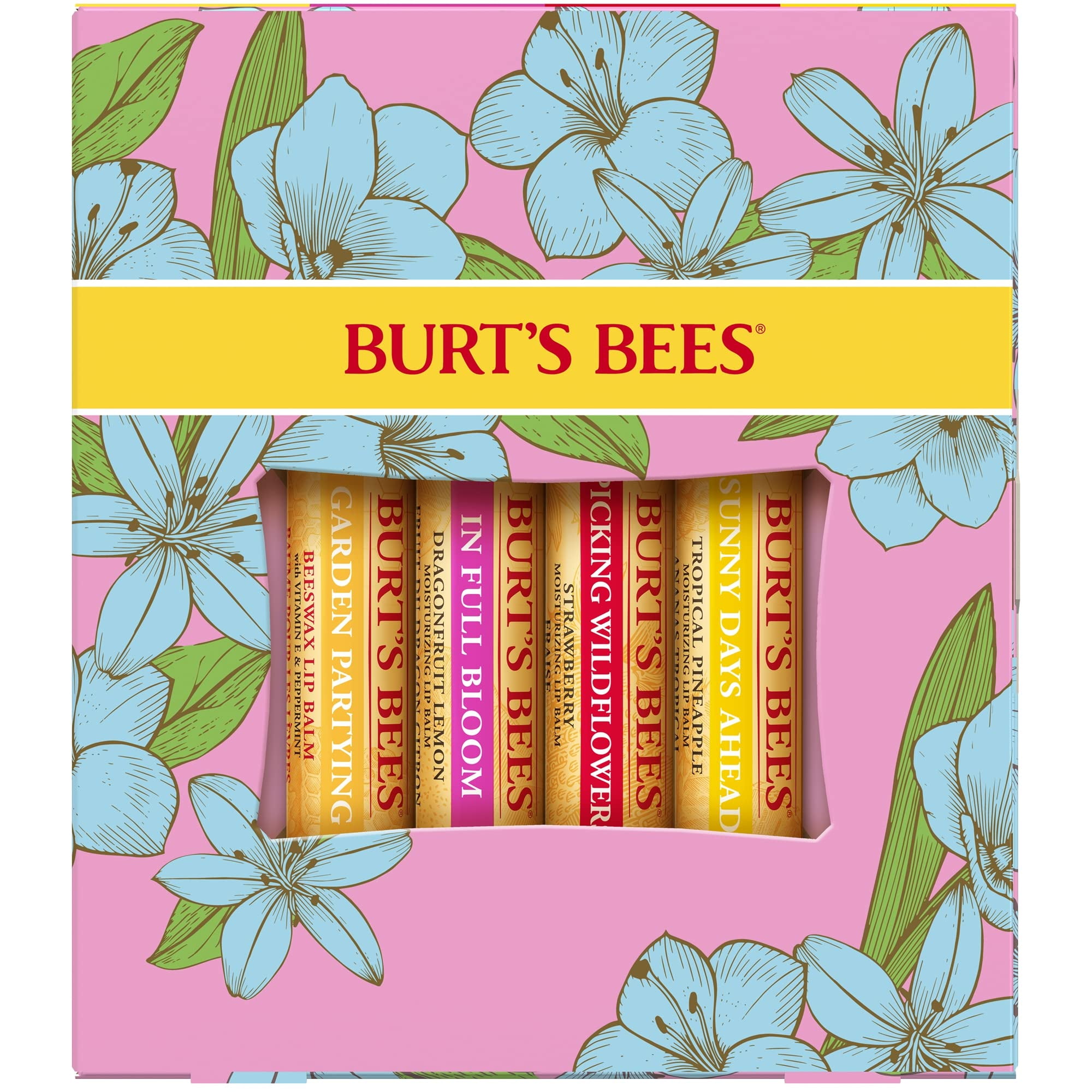 Burt,S Bees Lip Balm Spring Gifts, Lip Care For All Day Hydration, In Full Bloom Set - Beeswax ...