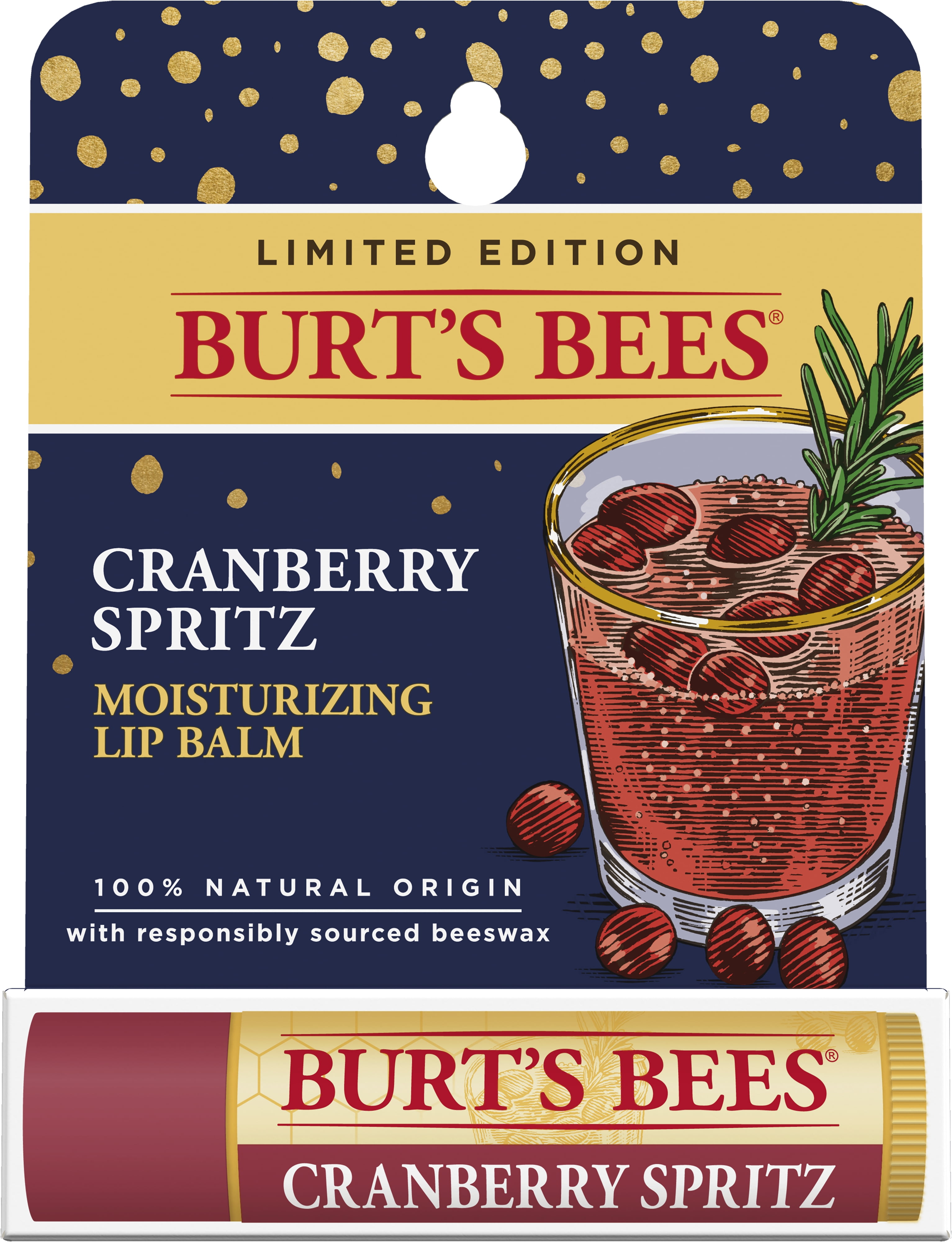 Burt's Bees 100% Natural Origin Moisturizing Lip Balm, Cranberry Spritz ...