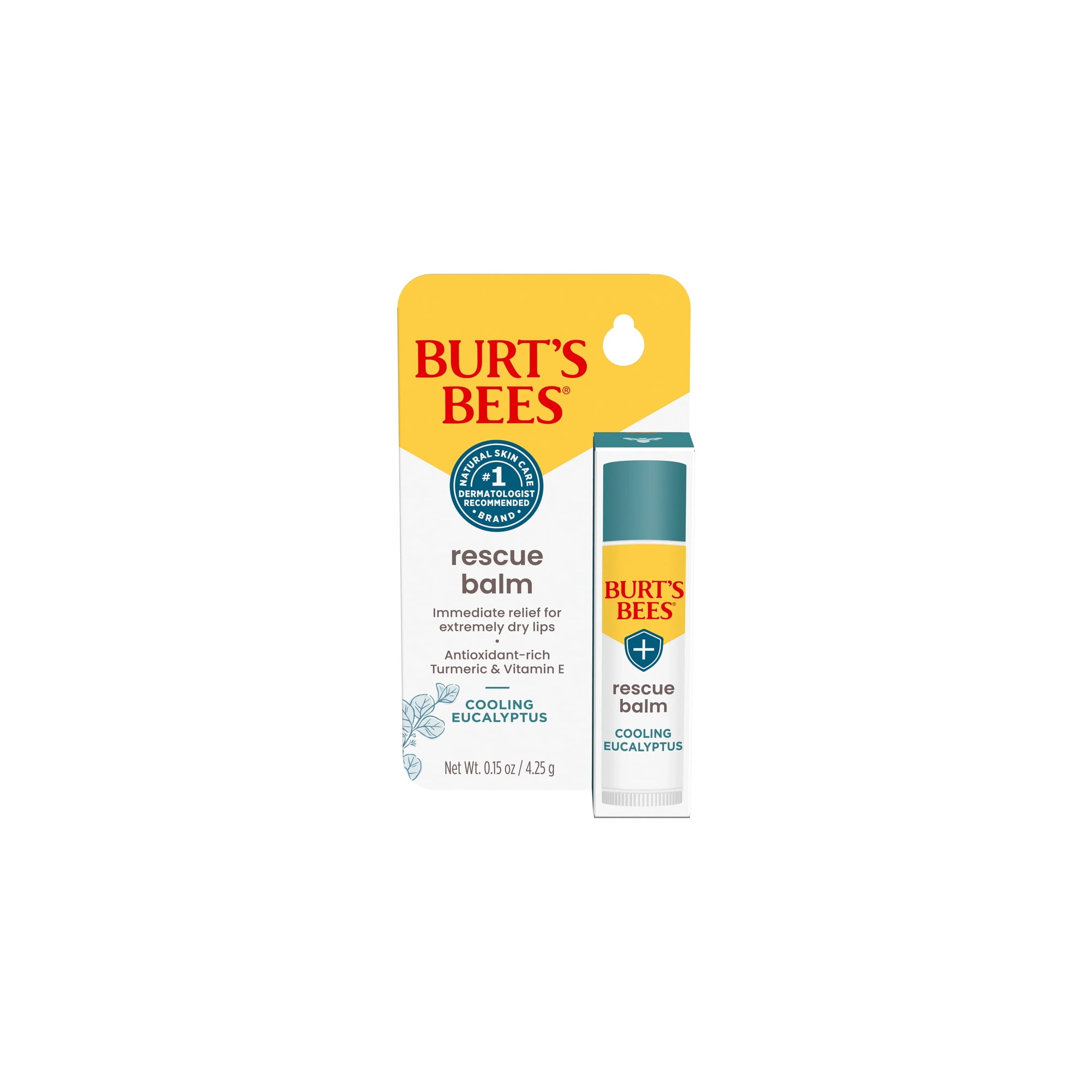 Burt's Bees 100% Natural Origin Rescue Lip Balm Cooling Eucalyptus ...