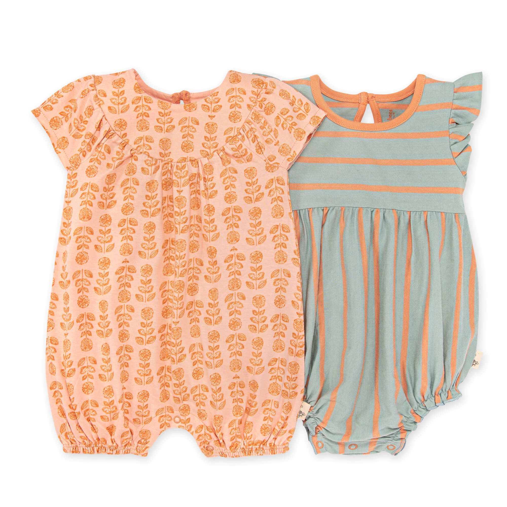 Burt's Bees Baby Organic Cotton Baby Girl Bubble Romper Set, 2 Pack, Sizes Newborn-24 Months ...