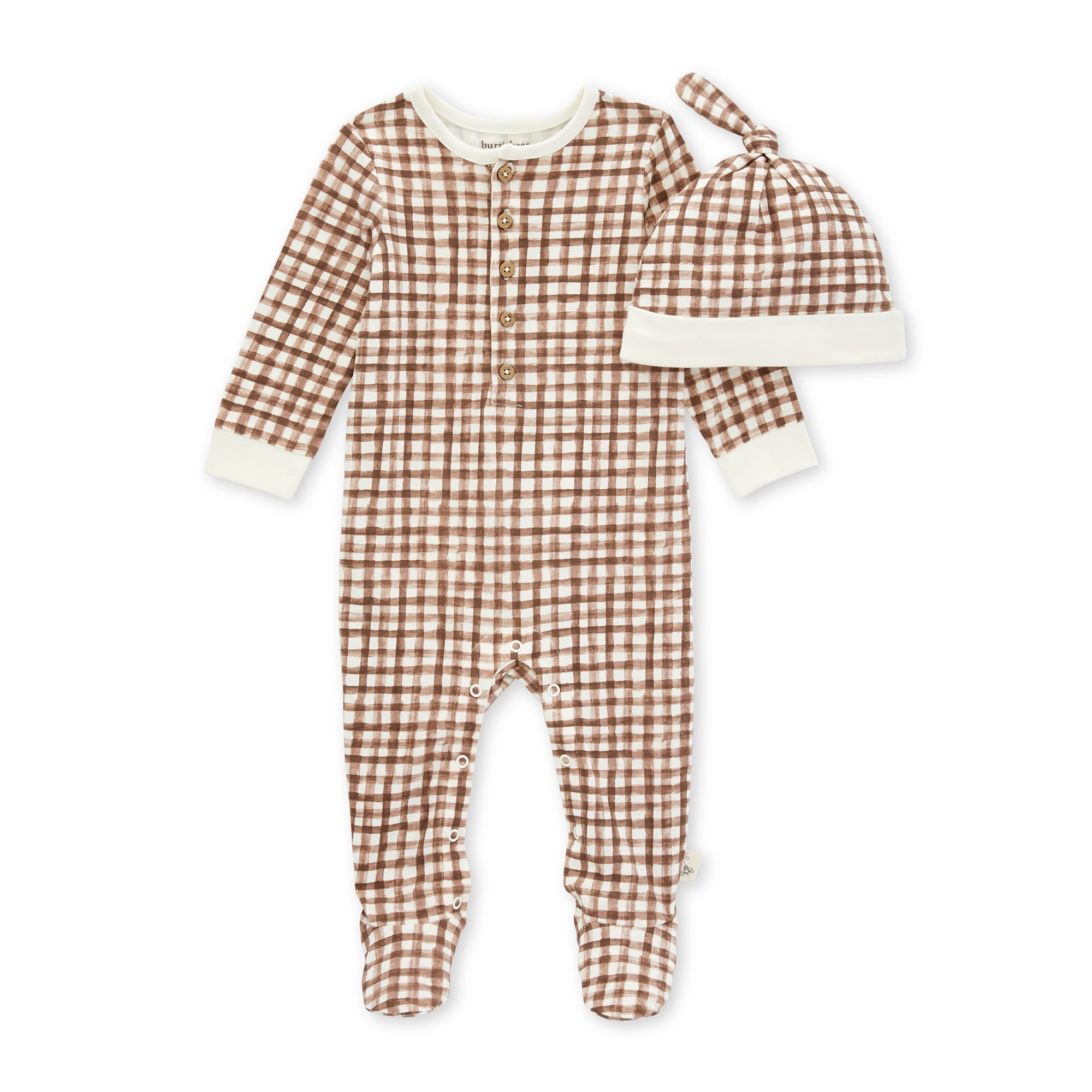 Burt's Bees Baby Organic Cotton Baby Jumpsuit & Knot Top Hat Set, Sizes ...