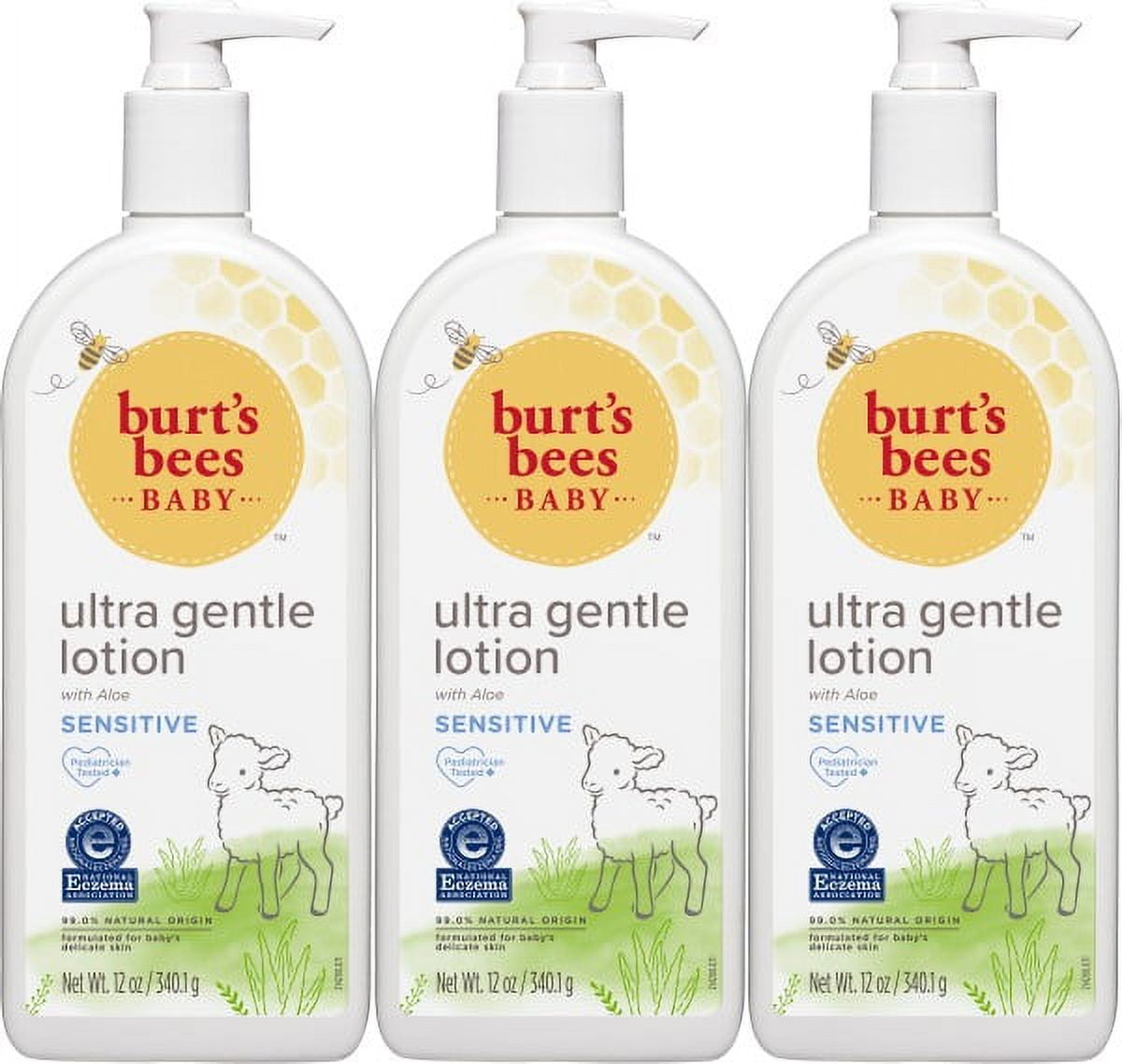 Burt's Bees Baby Ultra Gentle Lotion with Aloe, Pack of 3, Pediatrician ...