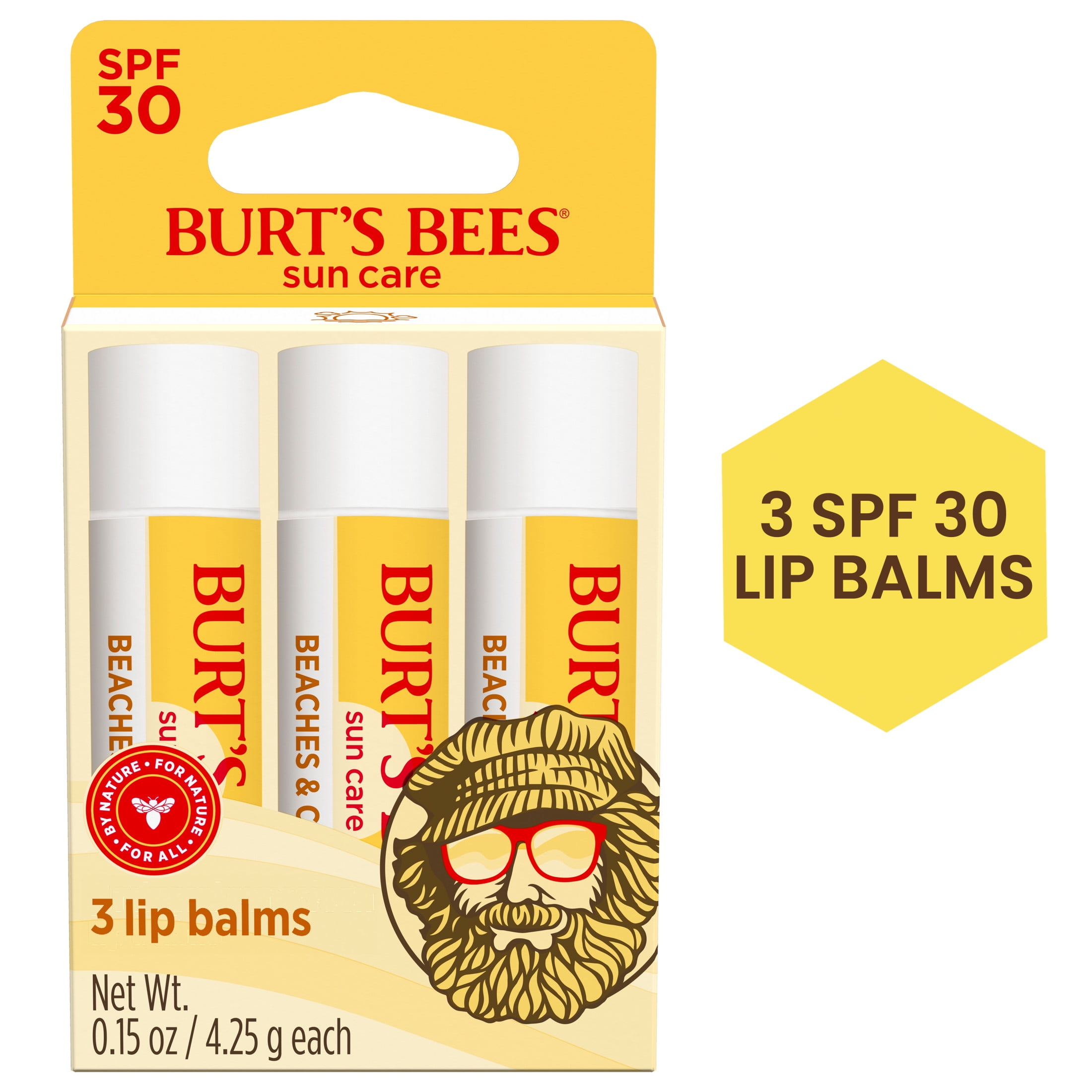 Burt's Bees Sun Care Beaches and Cream SPF 30 Lip Balm, Natural Origin ...