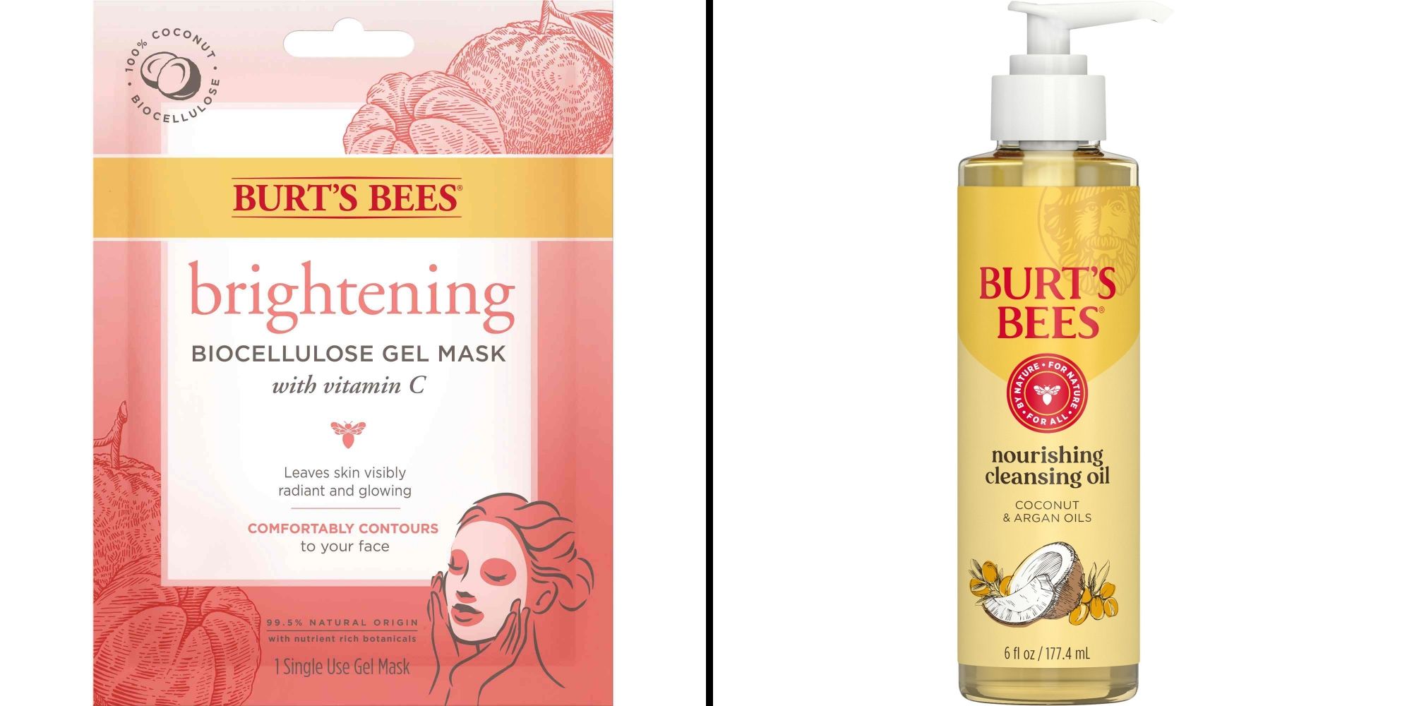 Burt's Bees Brightening Biocellulose Gel Face Mask & Nourishing ...