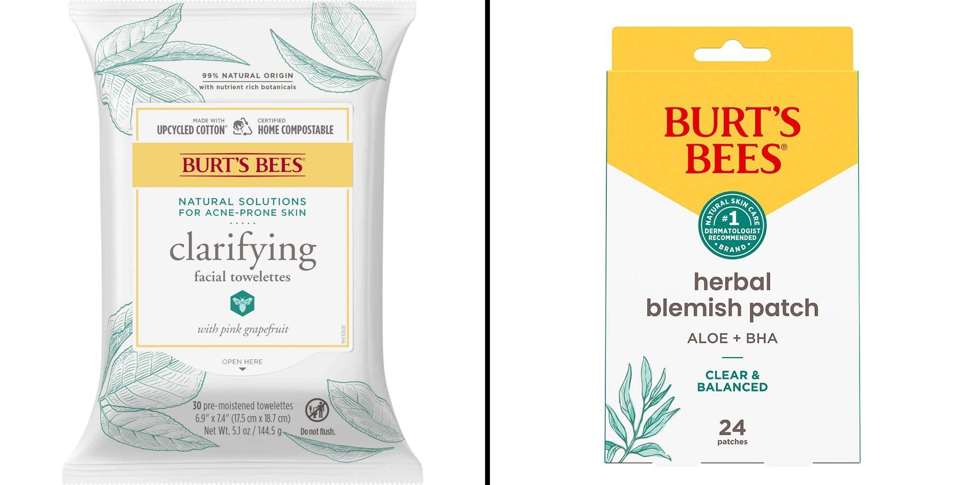 Burt's Bees Clarifying Facial Towelettes Pink Grapefruit 30 ct & Clear ...