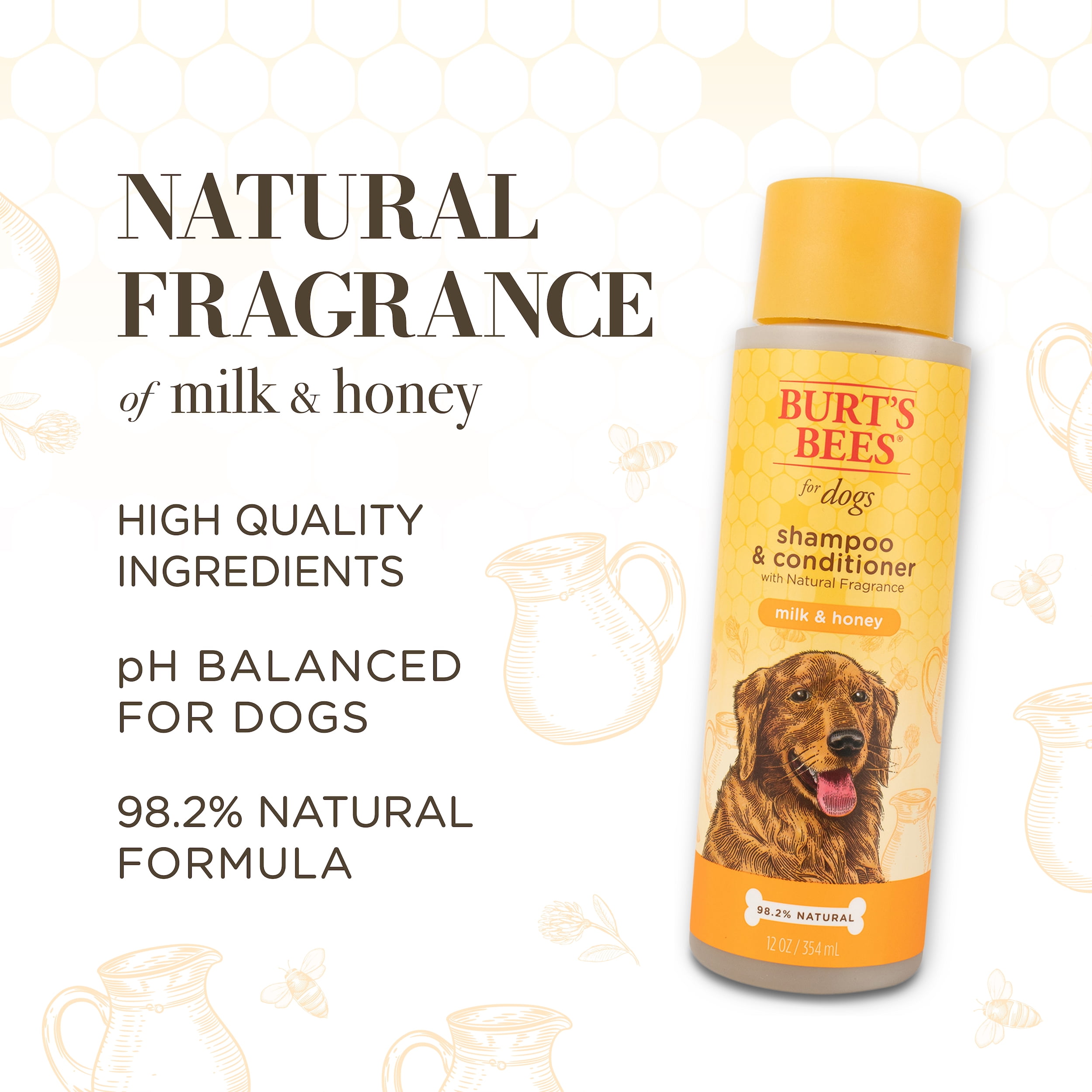 Burt's Bees For Dogs Shampoo & Conditioner with Natural Milk & Honey ...