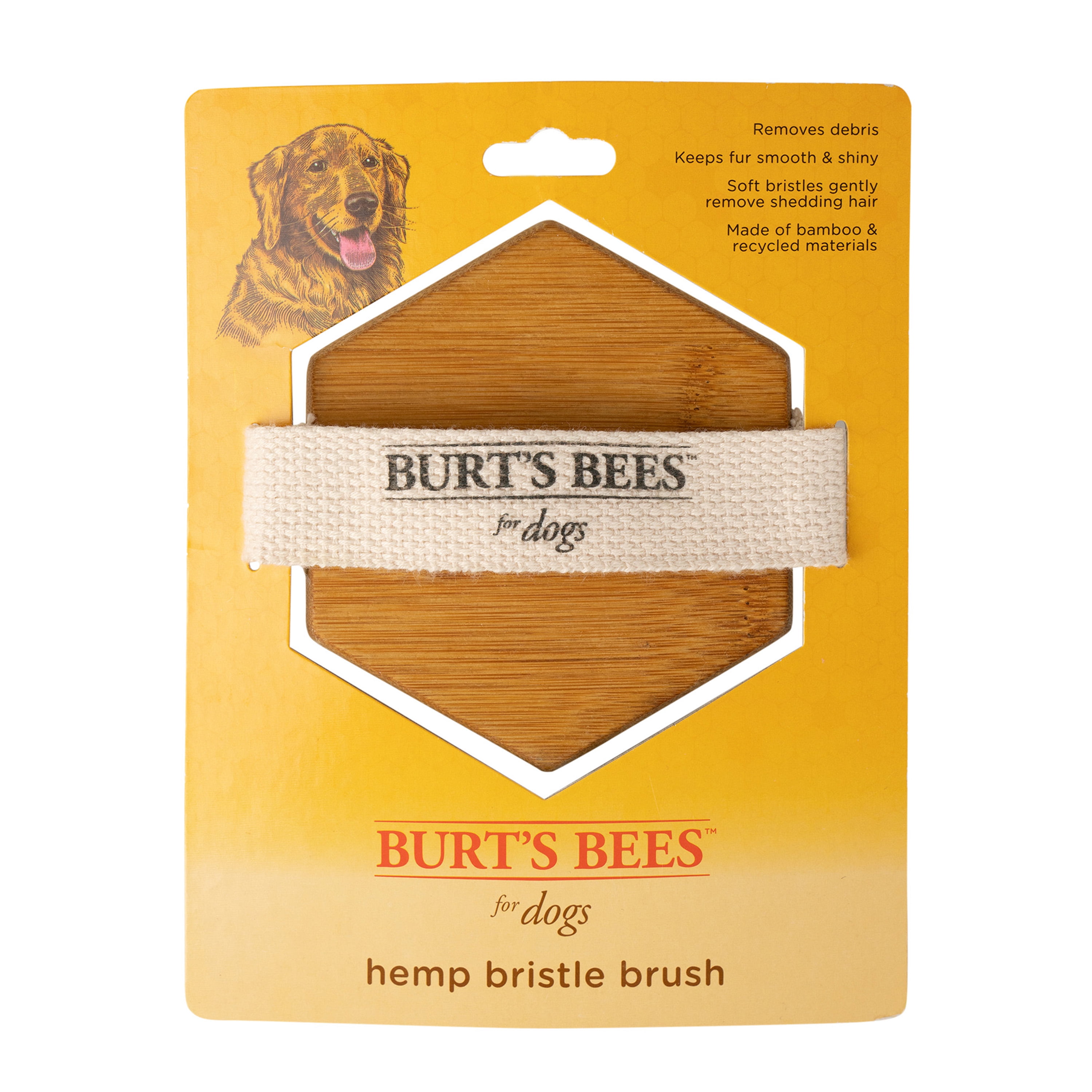 Burt's Bees Dog Palm Brush, Hemp Bristles, Ergonomic Handle, Bamboo ...
