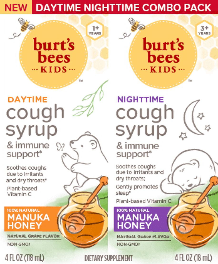 Burt's Bees Kids Cough Syrup and Immune Support with Honey, Children's ...