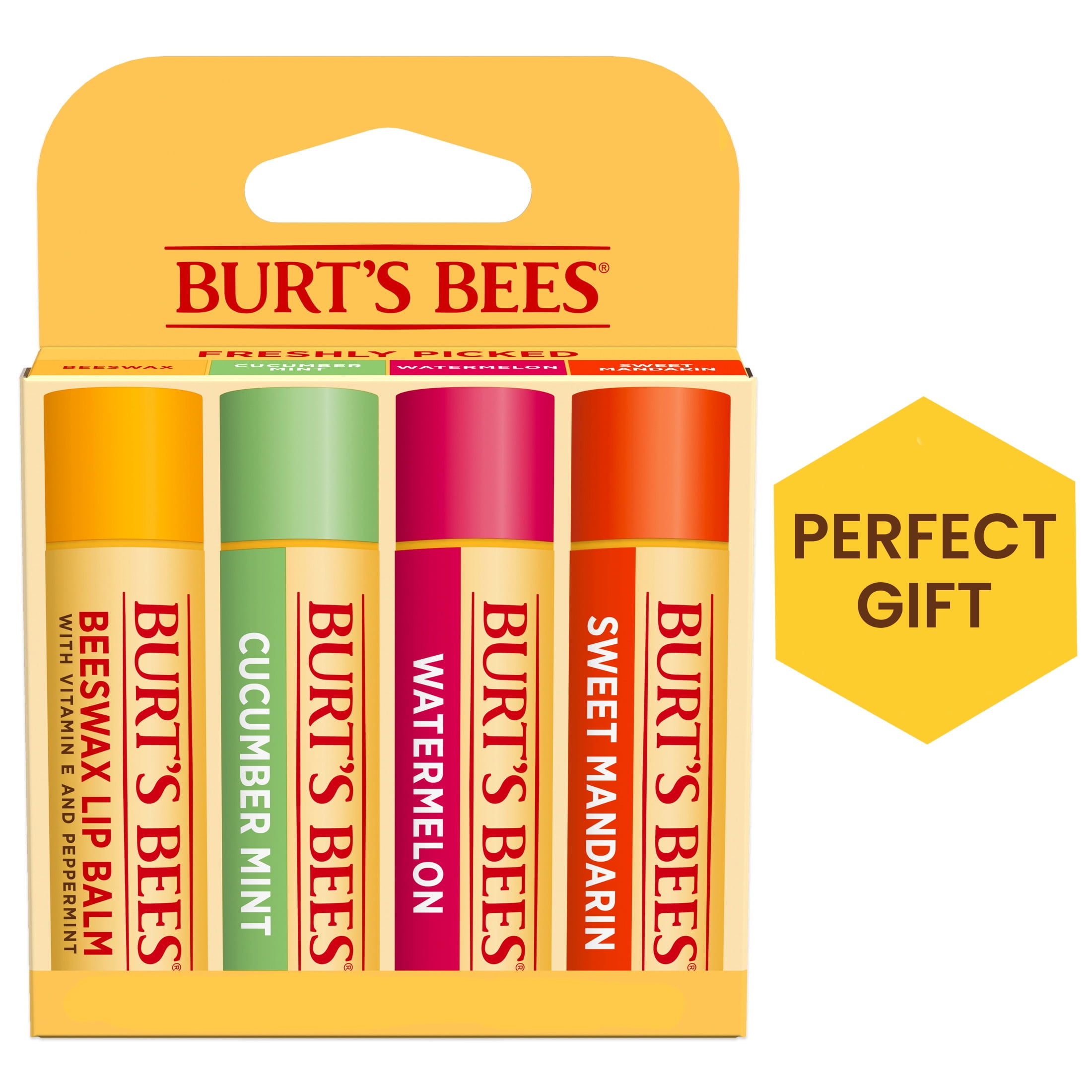 Burt's Bees Lip Balm Pack, 4 ct, 0.15 oz. - Walmart.com
