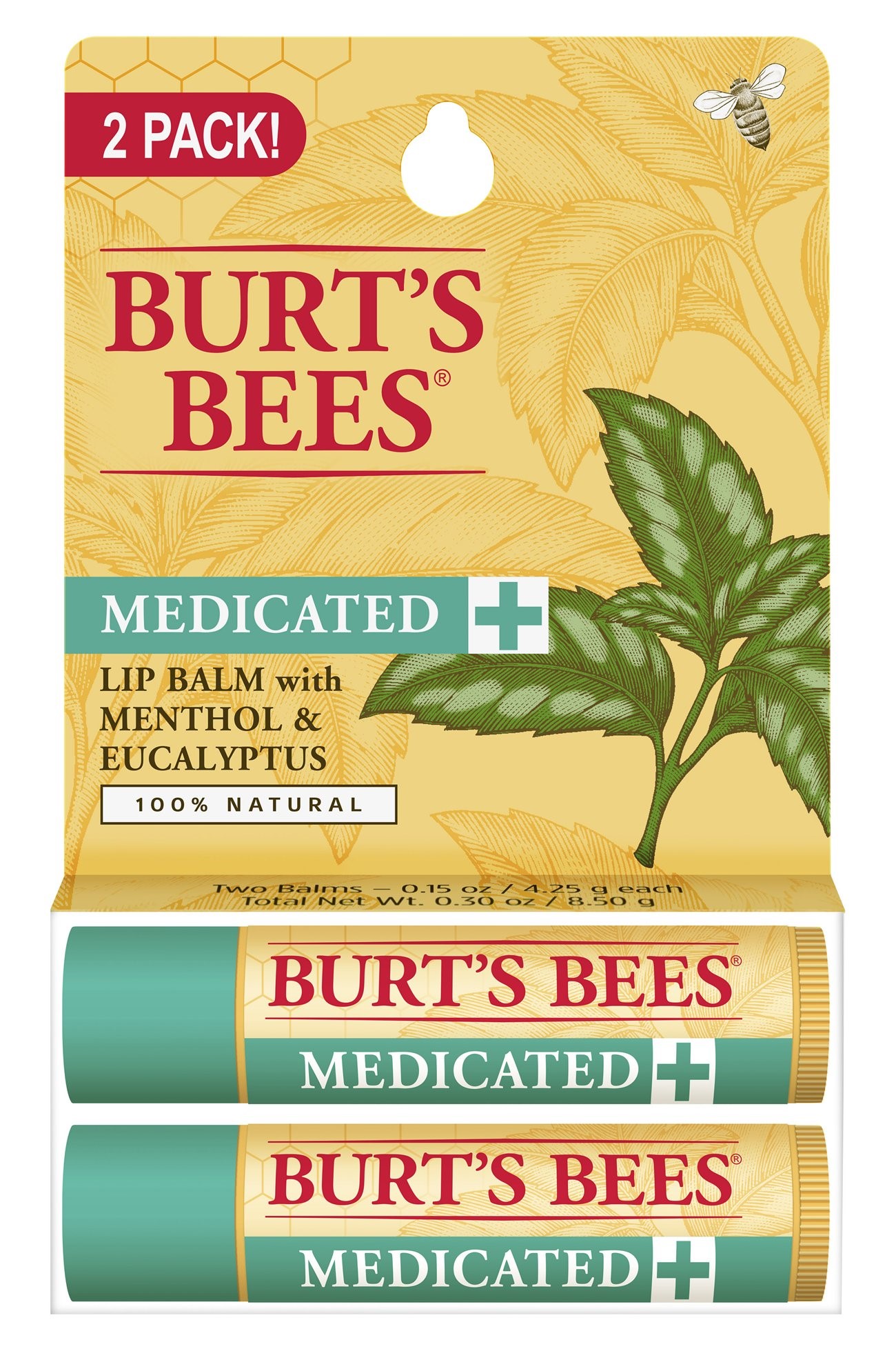Burt s Bees Medicated Lip Balm With Menthol Eucalyptus Blister Box