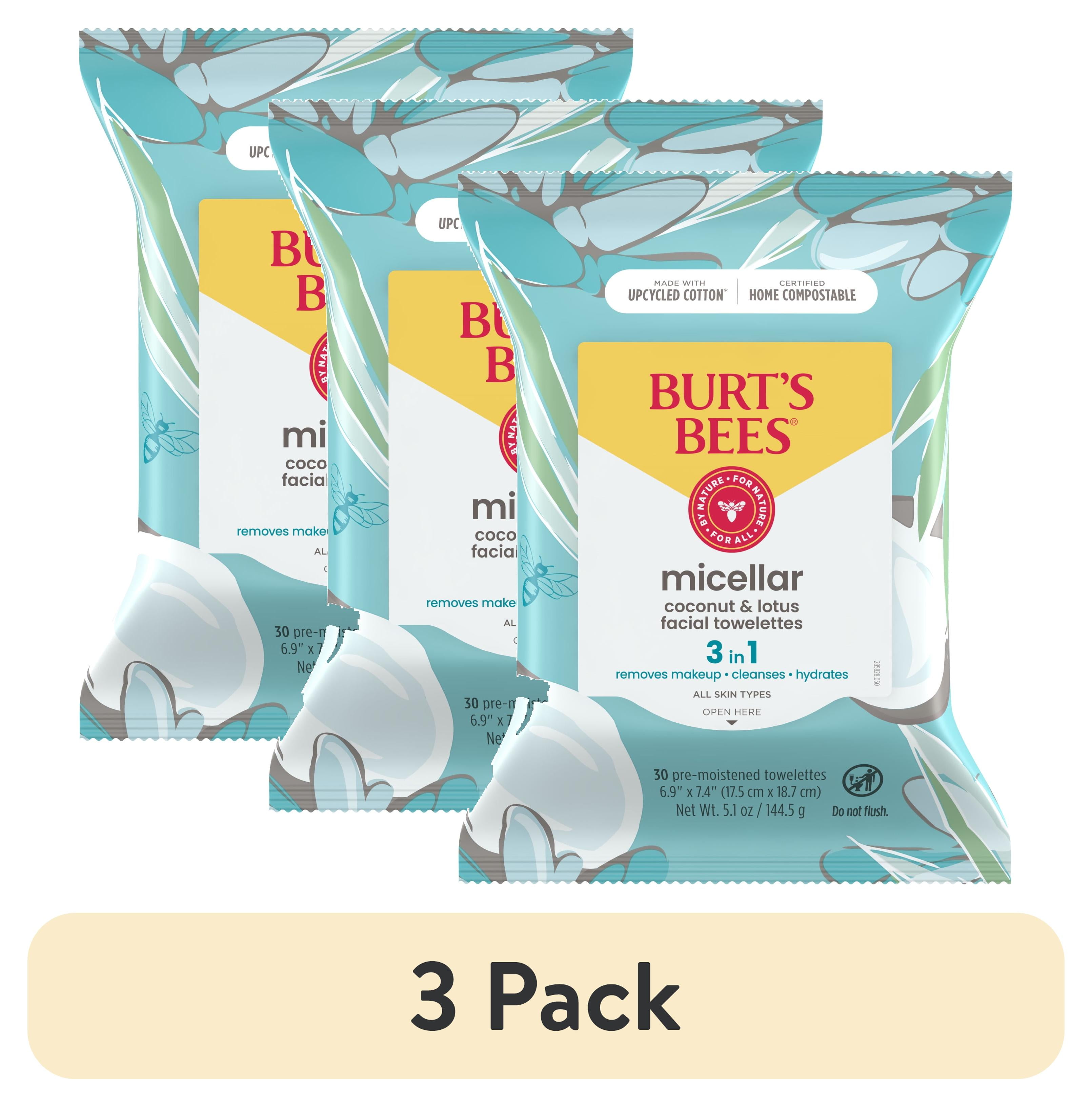 (3 pack) Burt's Bees Micellar Facial Towelettes with Coconut and Lotus ...