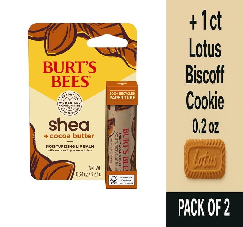 Burt's Bees Moisturizing Shea + Cocoa Butter Lip Balm - Recyclable Tube ...