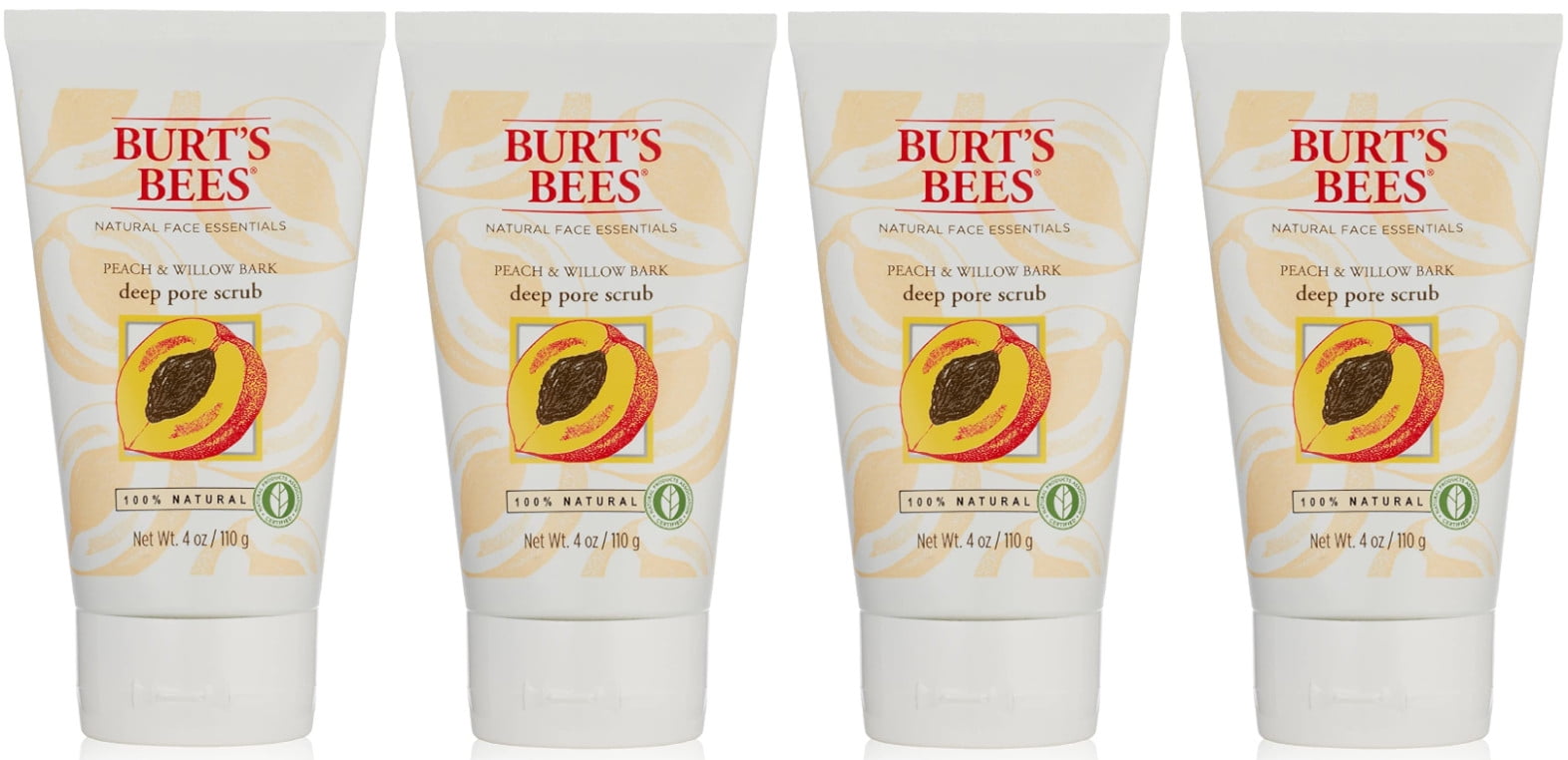 Burt's Bees Peach & Willowbark Deep Pore Scrub 4 oz (Pack of 4 ...