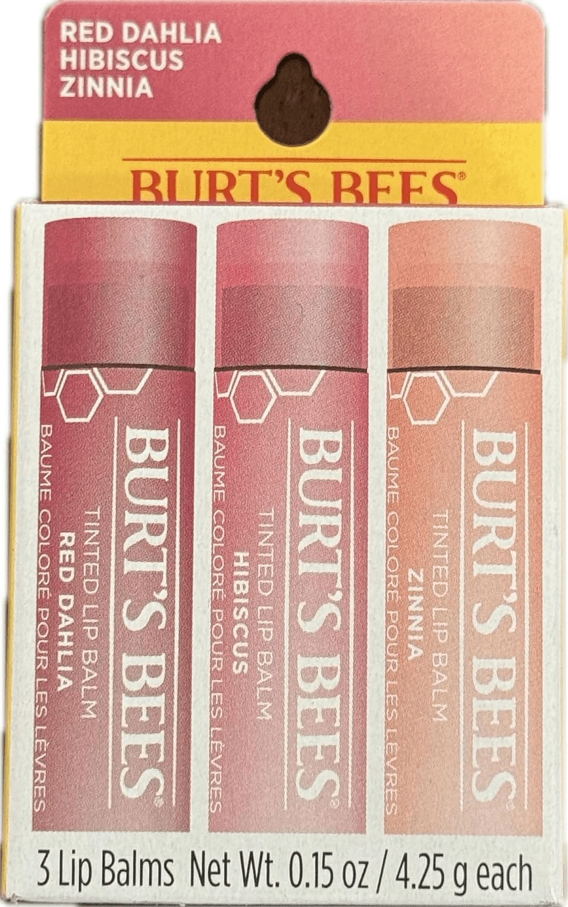 Burt's Bees Tinted Lip Balm | 3 Lip Balms - Red Dahlia, Hibiscus ...