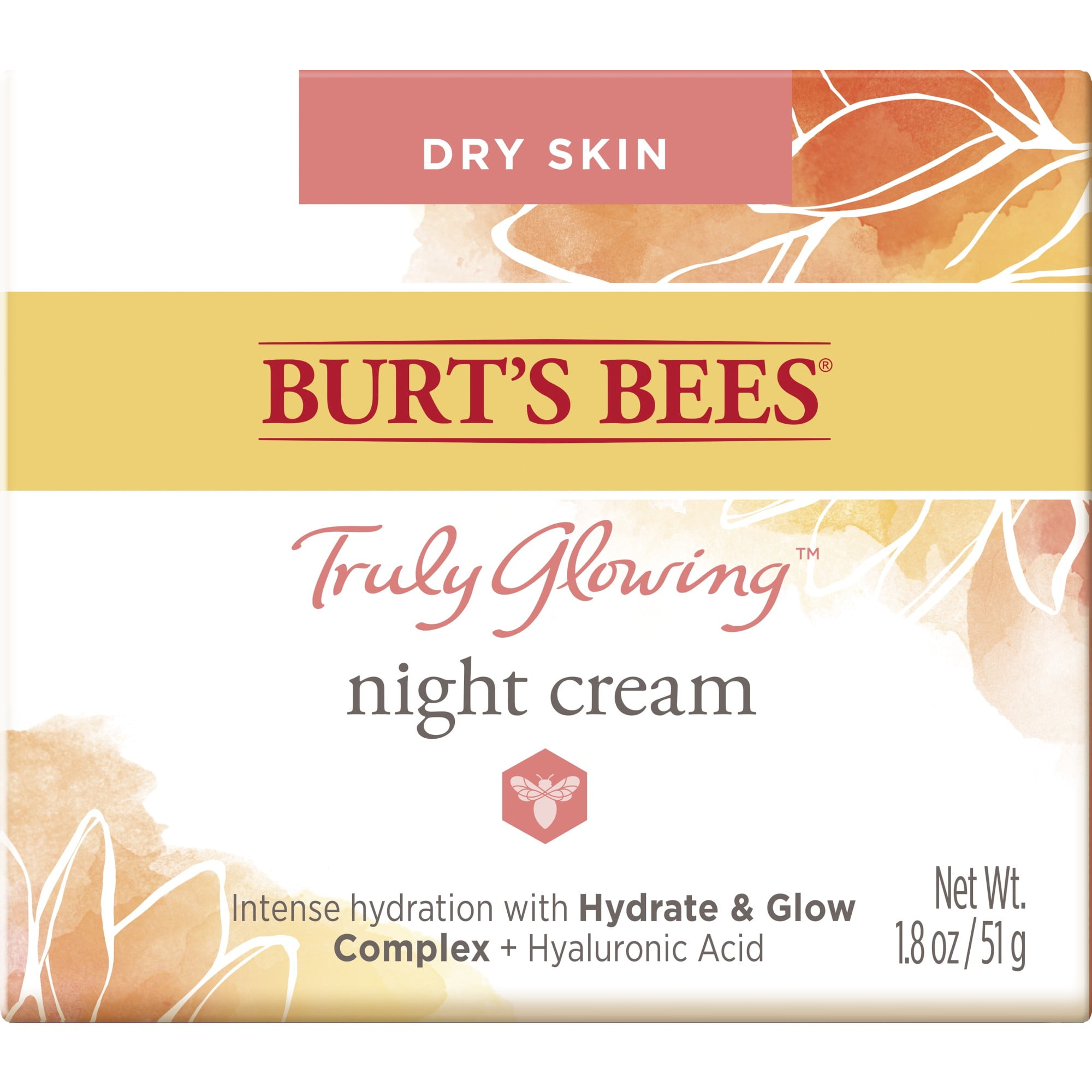 Burt's Bees Truly Glowing Restoring Night Cream, Intense Hydration for ...