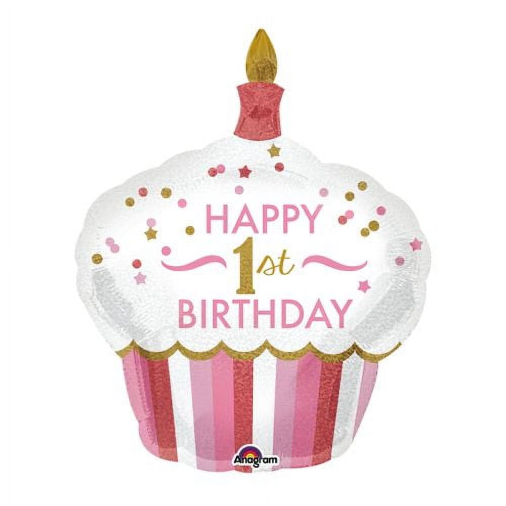 Burton & Burton 36" 1st Birthday Girl Balloon - Walmart.com