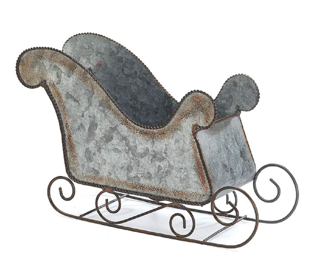 Burton and Burton 9731325 Galvanized Tin Sleigh Planter, Multicolor ...