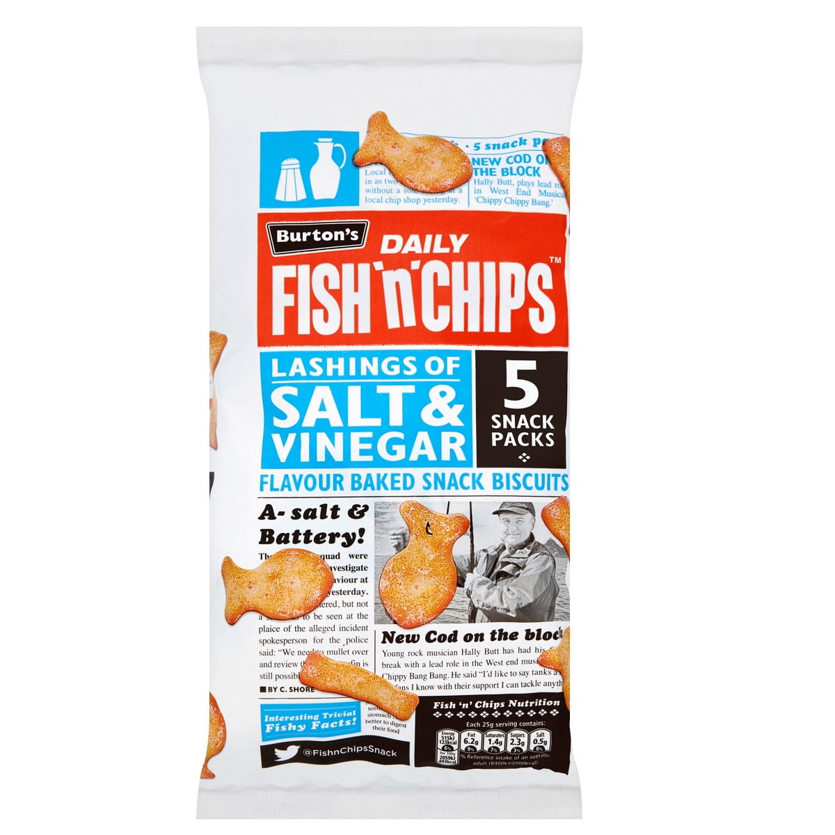 Burton's Fish 'n' Chips Salt & Vinegar Flavour Baked Snack Biscuits ...