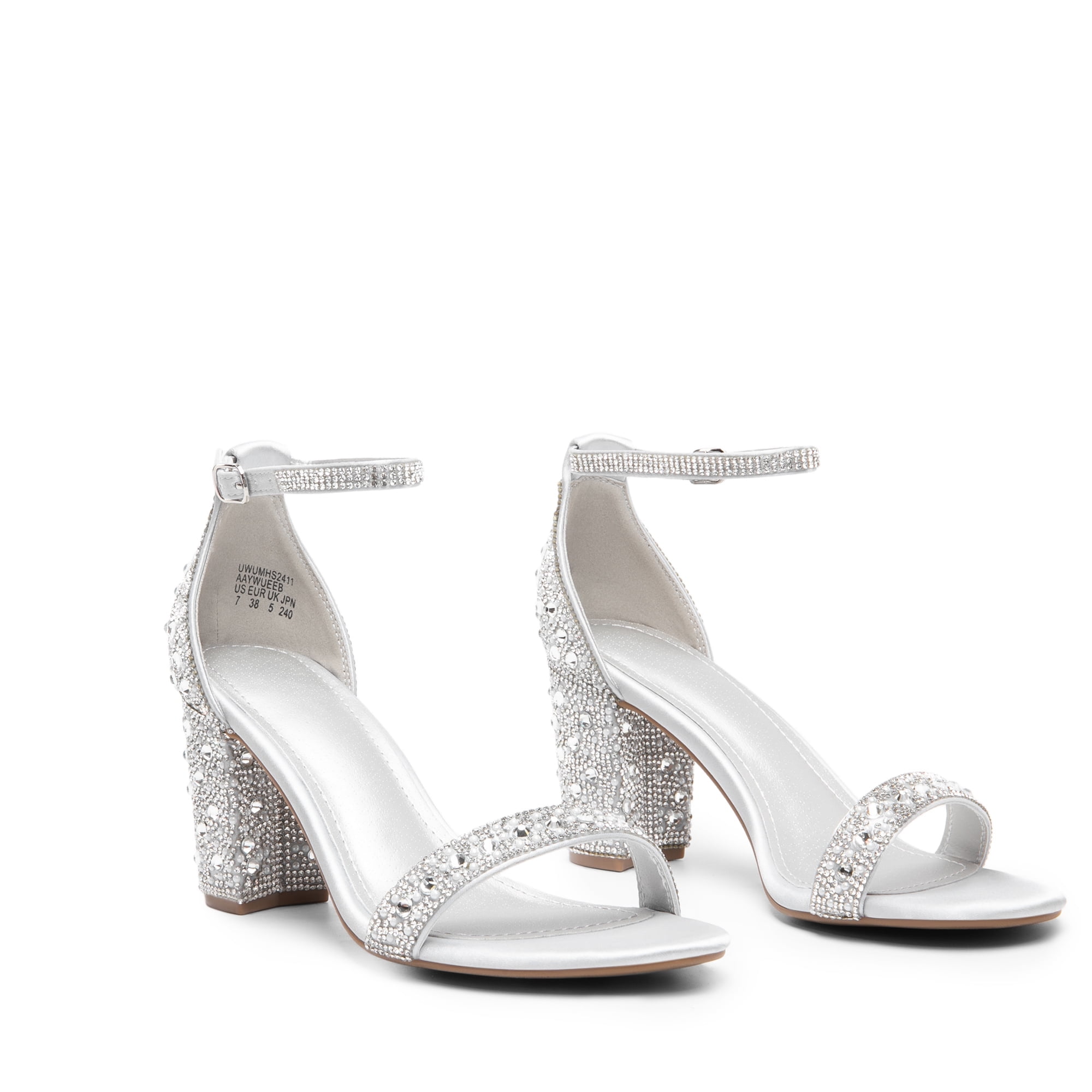 BURUDANI Women's Chunk Low Heel Pump Sandals Rhinestone - Walmart.com