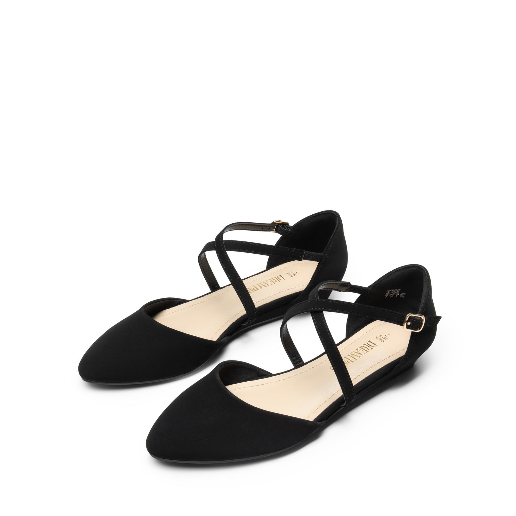 Burudani Women's Pointed Toe Ballet Low Wedge Heeled Ankle Strap Flats ...