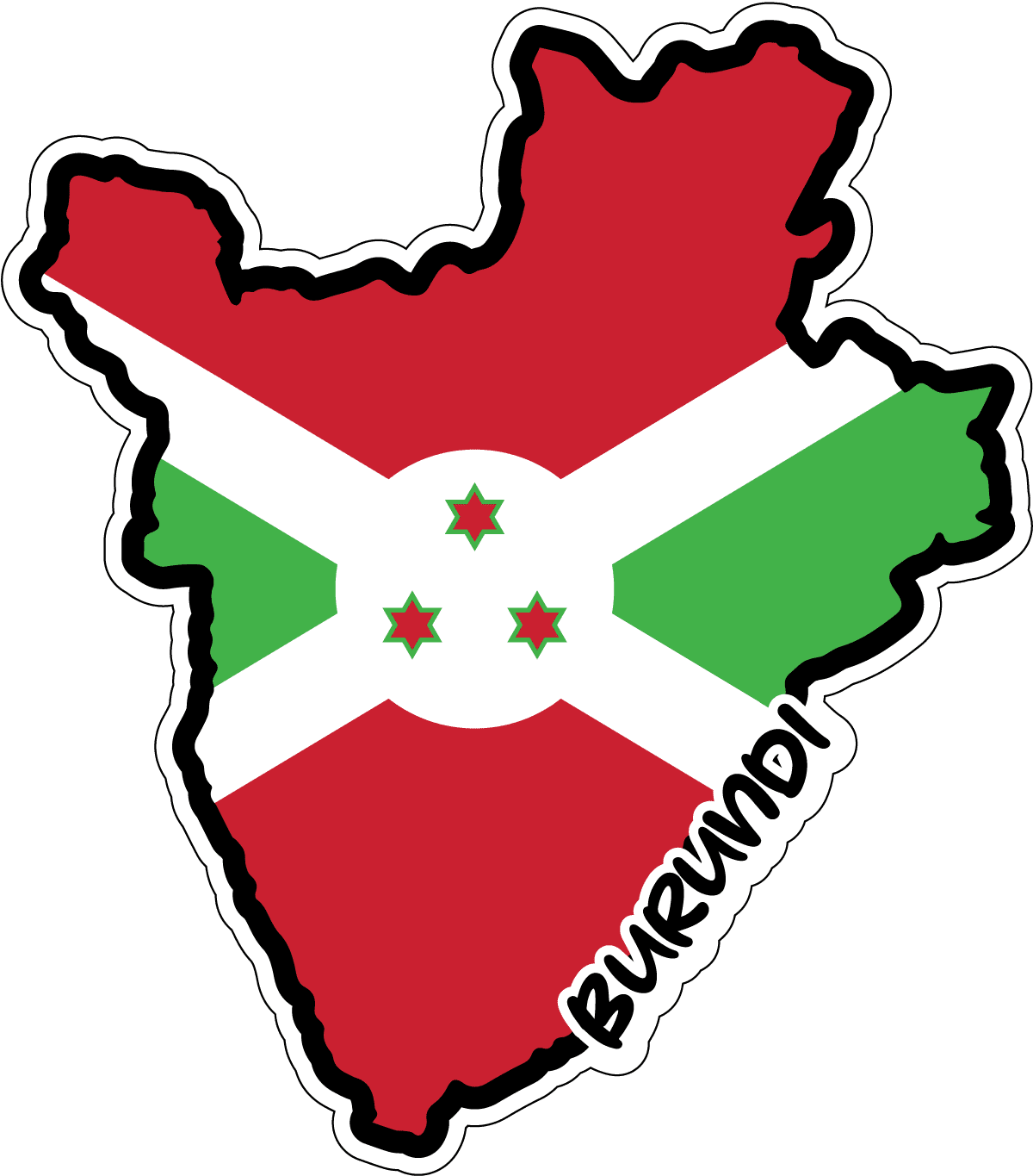 Burundi Map Flag Sticker Decal 4 Inches - 4 inch - Walmart.com
