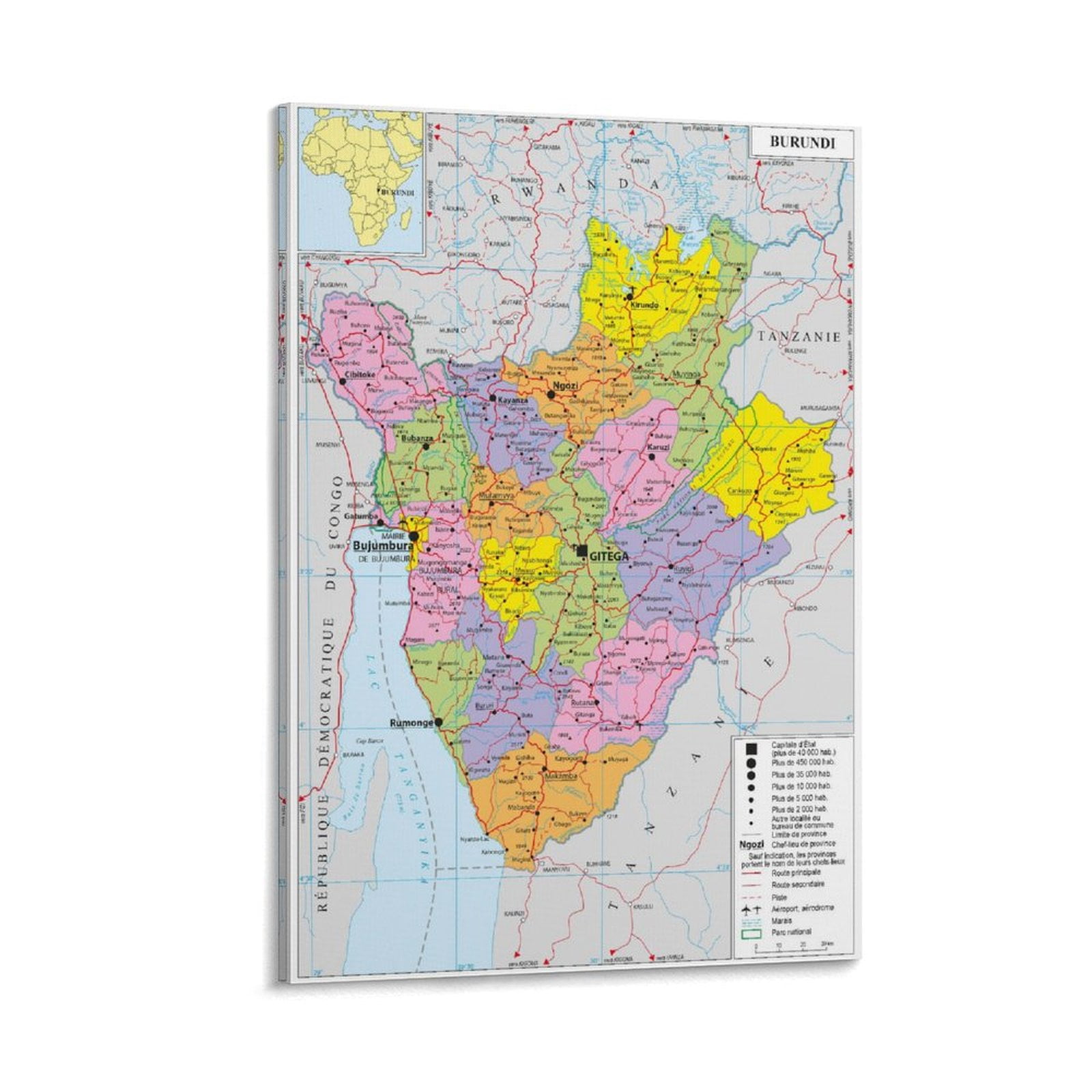 Burundi Map Posters Picture Print Canvas Poster Wall Paint Art Posters ...