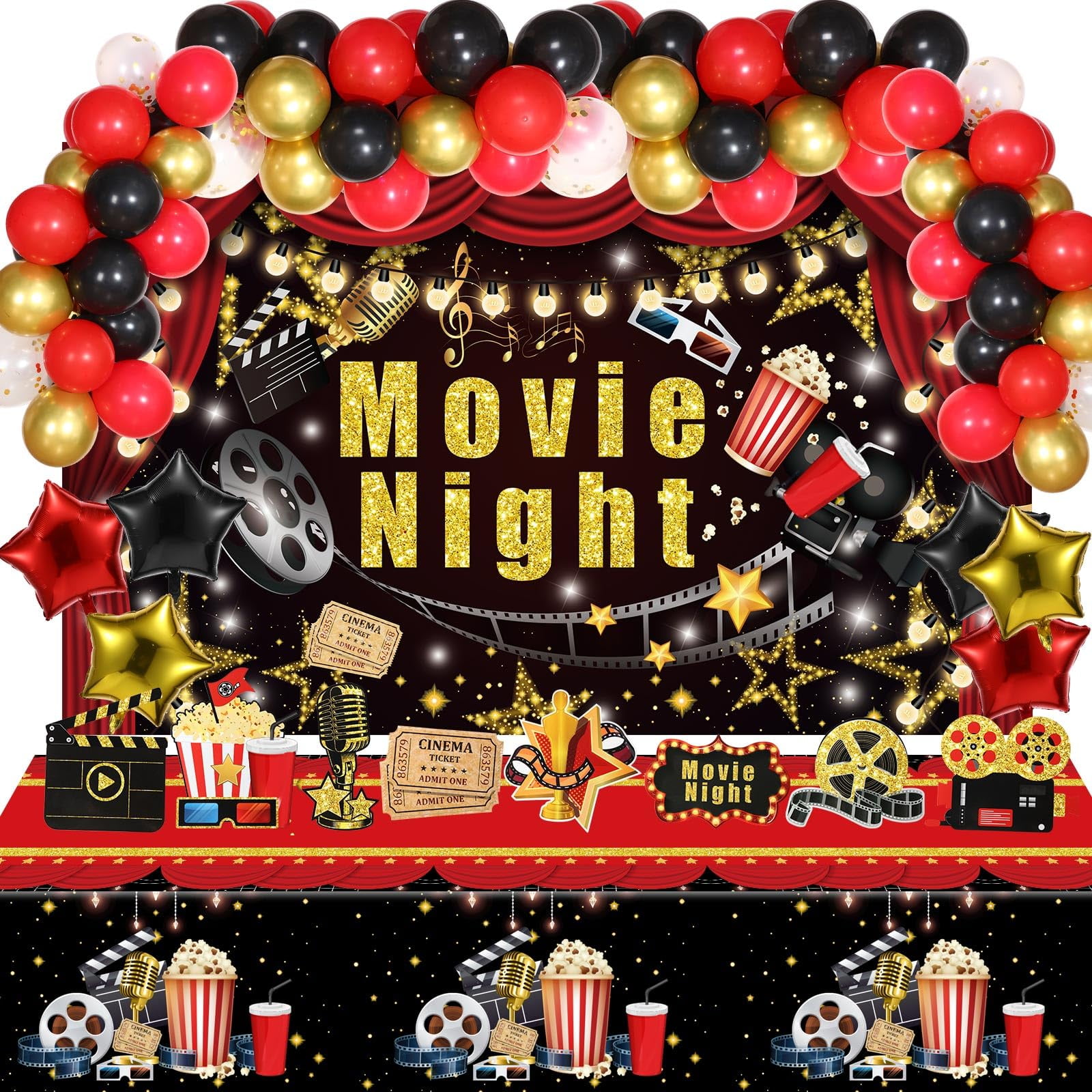 Buryeah 99 Pcs Movie Night Party KKS1 Decorations Kit Film Supplies ...