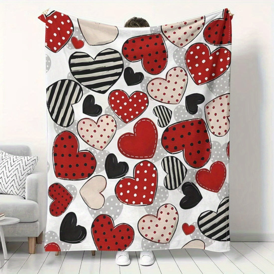 Buryeah Preppy Style Valentine'S Day Gift Flannel Blanket, Soft Warm ...