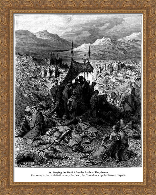 Burying the Dead After the Battle of Dorylaeum 28x36 Large Gold Ornate ...