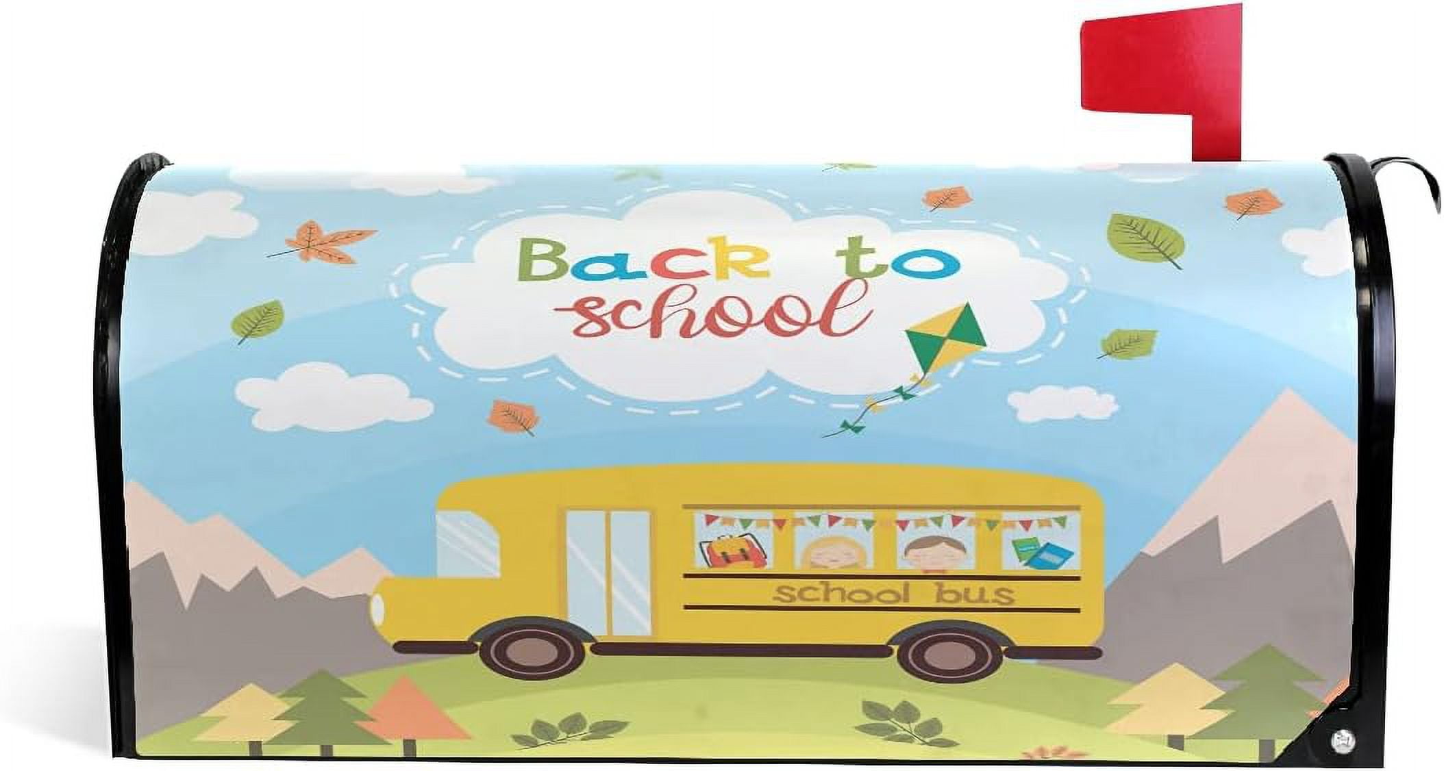 Bus Back to School Magnetic Mailbox Cover Mailbox Wrap Post Letter Box ...