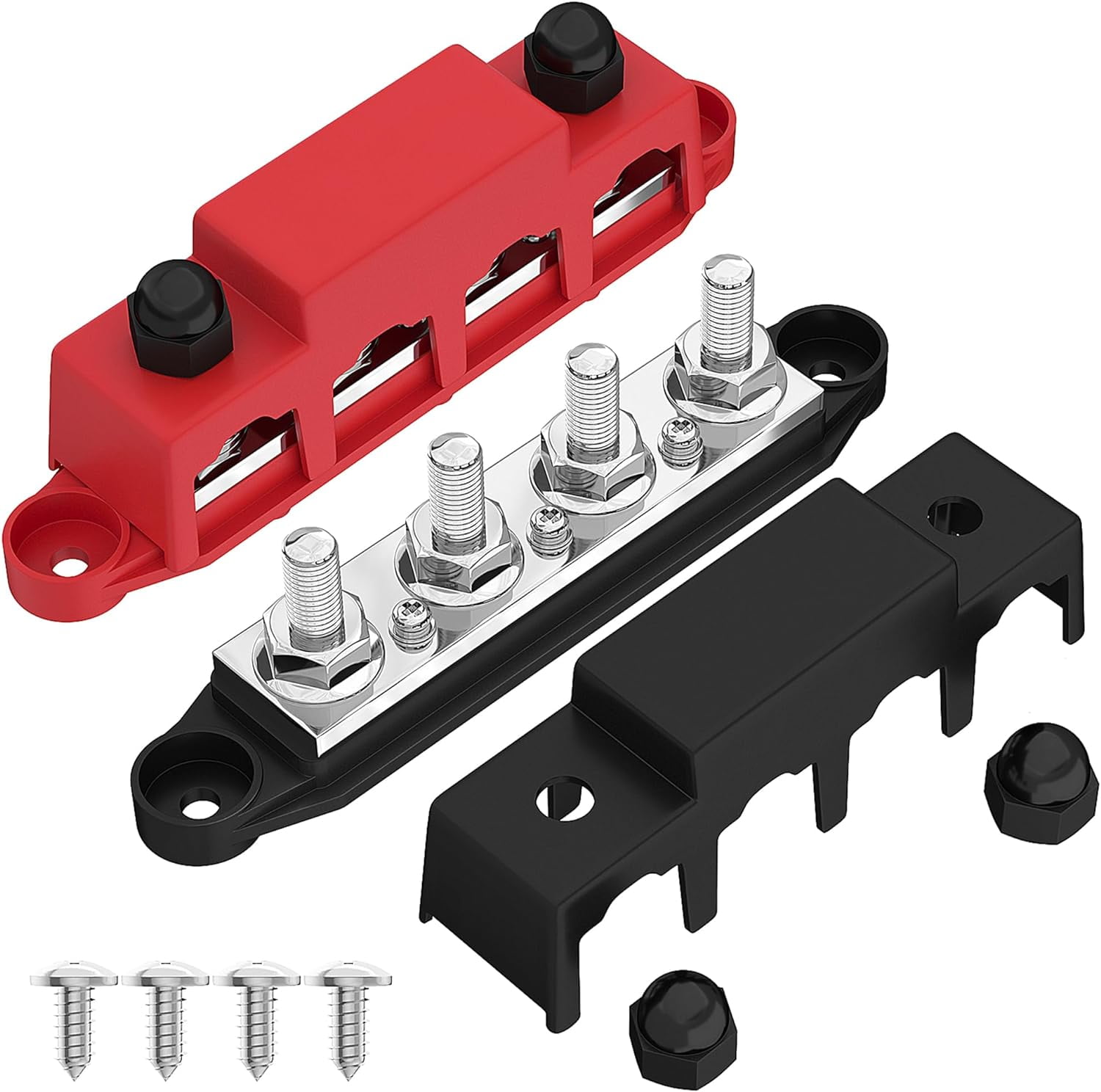 Bus Bar 12V 250A Power Distribution Block 4 x 3/8" Studs Marine Bus Bar ...