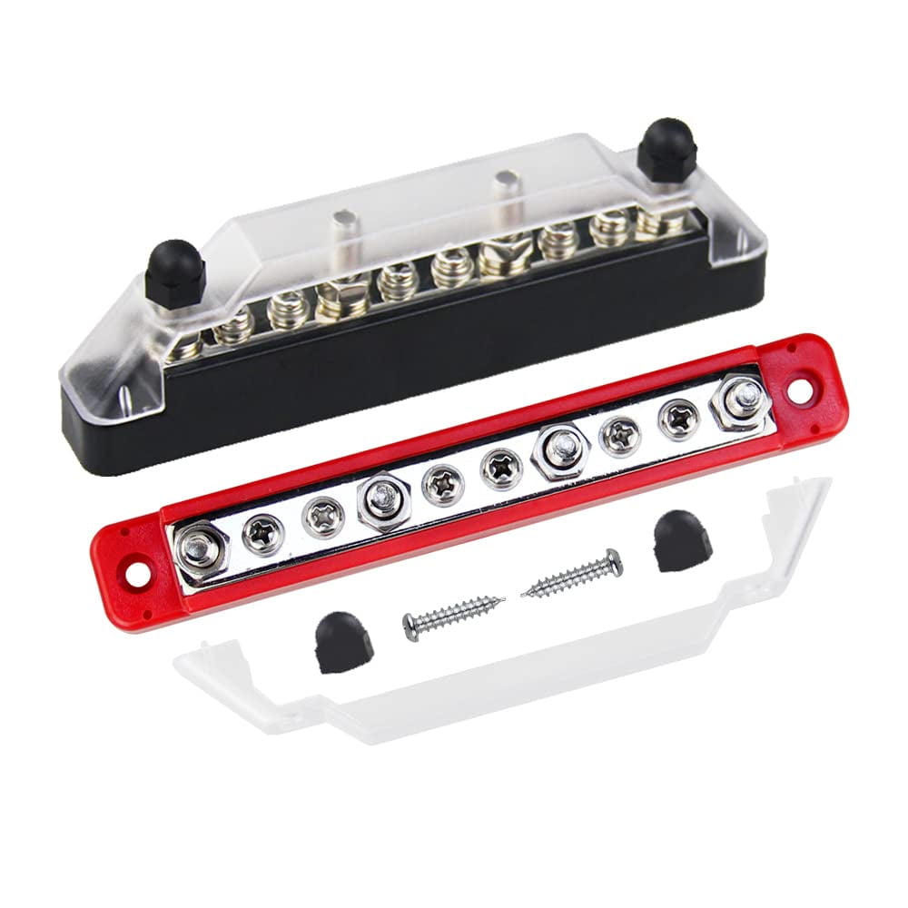 Bus Bar Battery Power Distribution Block, 4 X M6 Terminal Studs, 6 X M4 ...