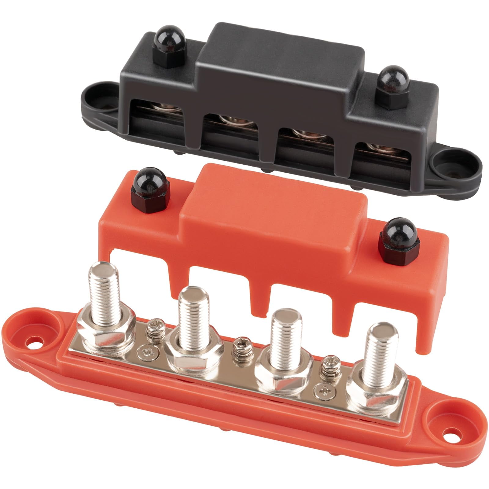 Bus Bar Terminal Block 12v, 250A Battery Bus Bar, 4 x 3/8” Posts 3 x #8 Screws, Battery ...