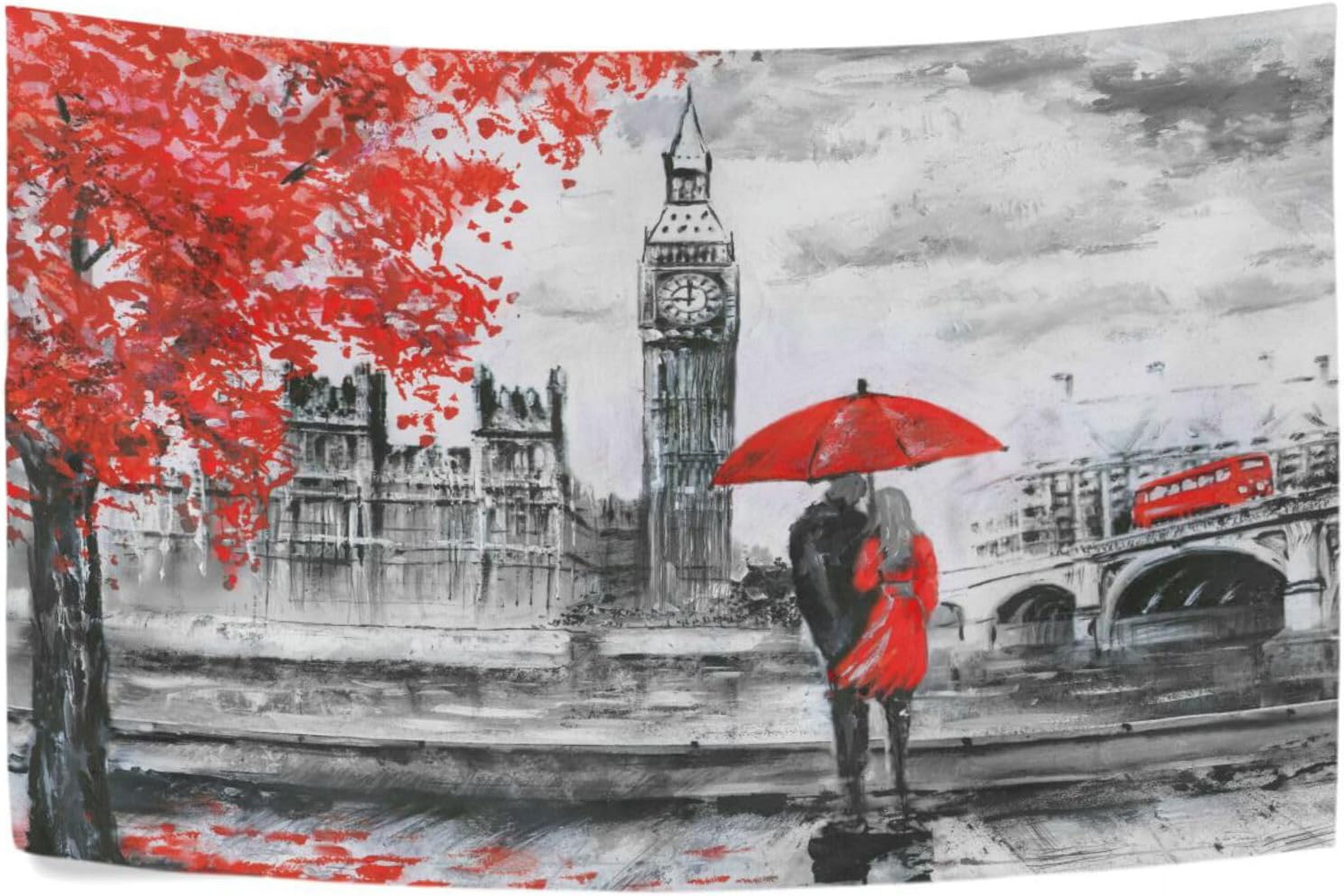 Bus Bridge Red Couple Tapestry Aesthetic Tapestry Wall Hanging 60" x 51 ...