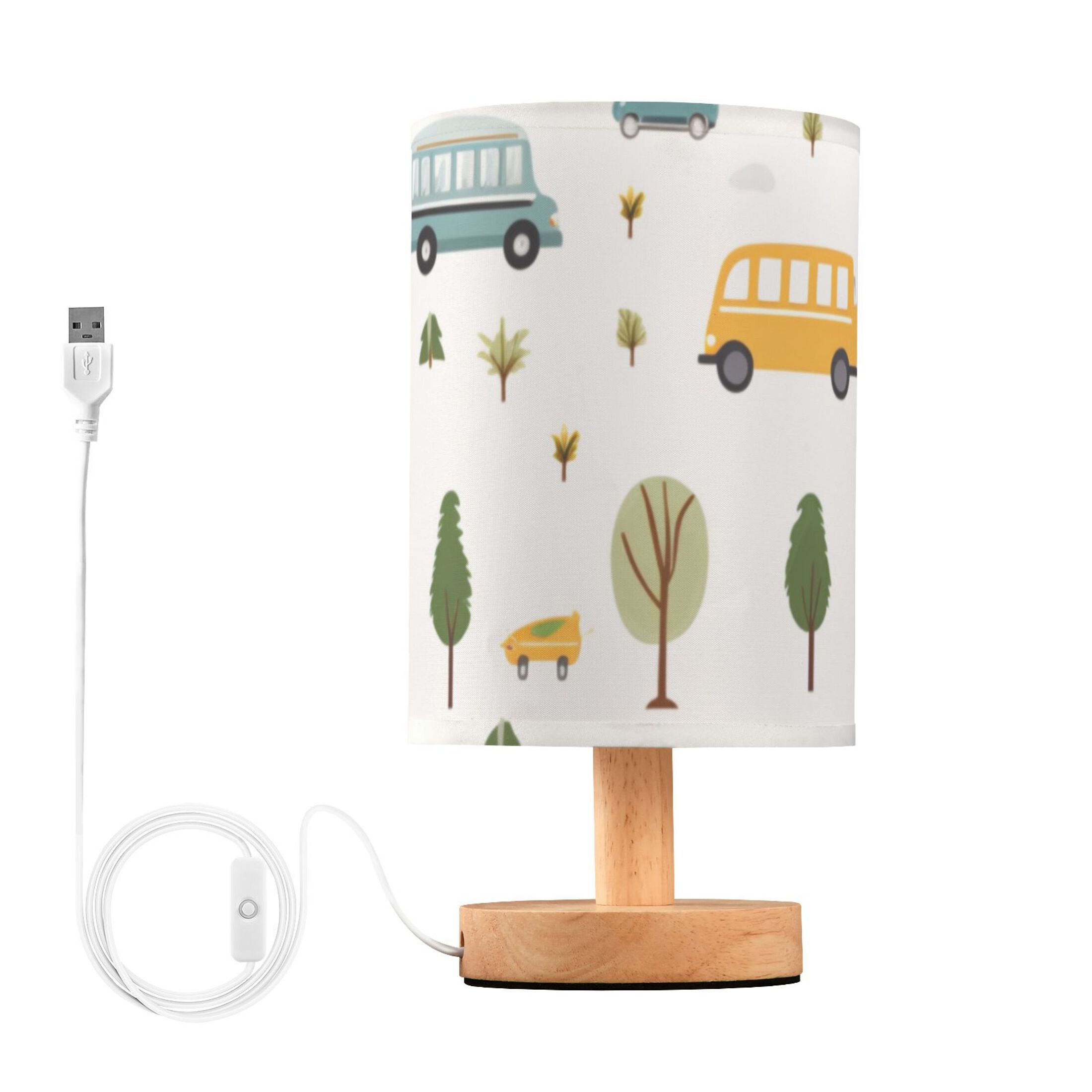 Bus Cute Vehicle Bedside Table Lamp LED Warm Lights with USB Charging ...