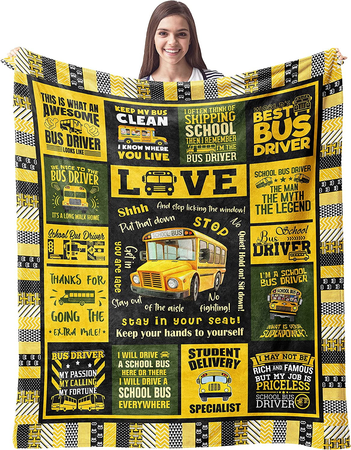 Bus Driver Appreciation Gifts Blanket 60"x50" - School Bus Driver Gifts ...
