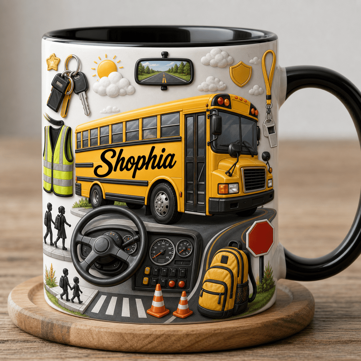Bus Driver Mug Personalized School Bus 2D Printed 3D Effect Driver ...