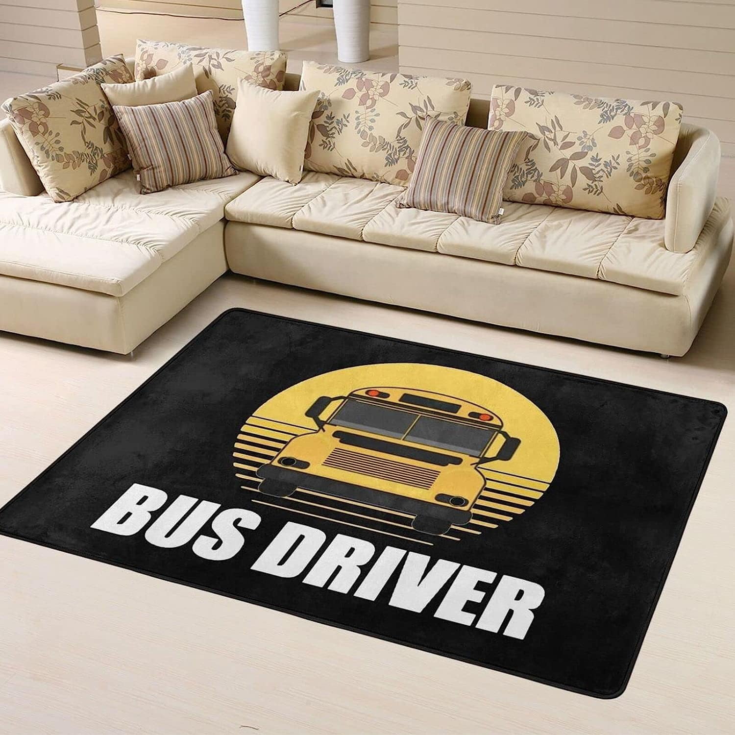 Bus Driver School Bus Carpet Furniture Bedroom Decor Area Rug 16x24 ...