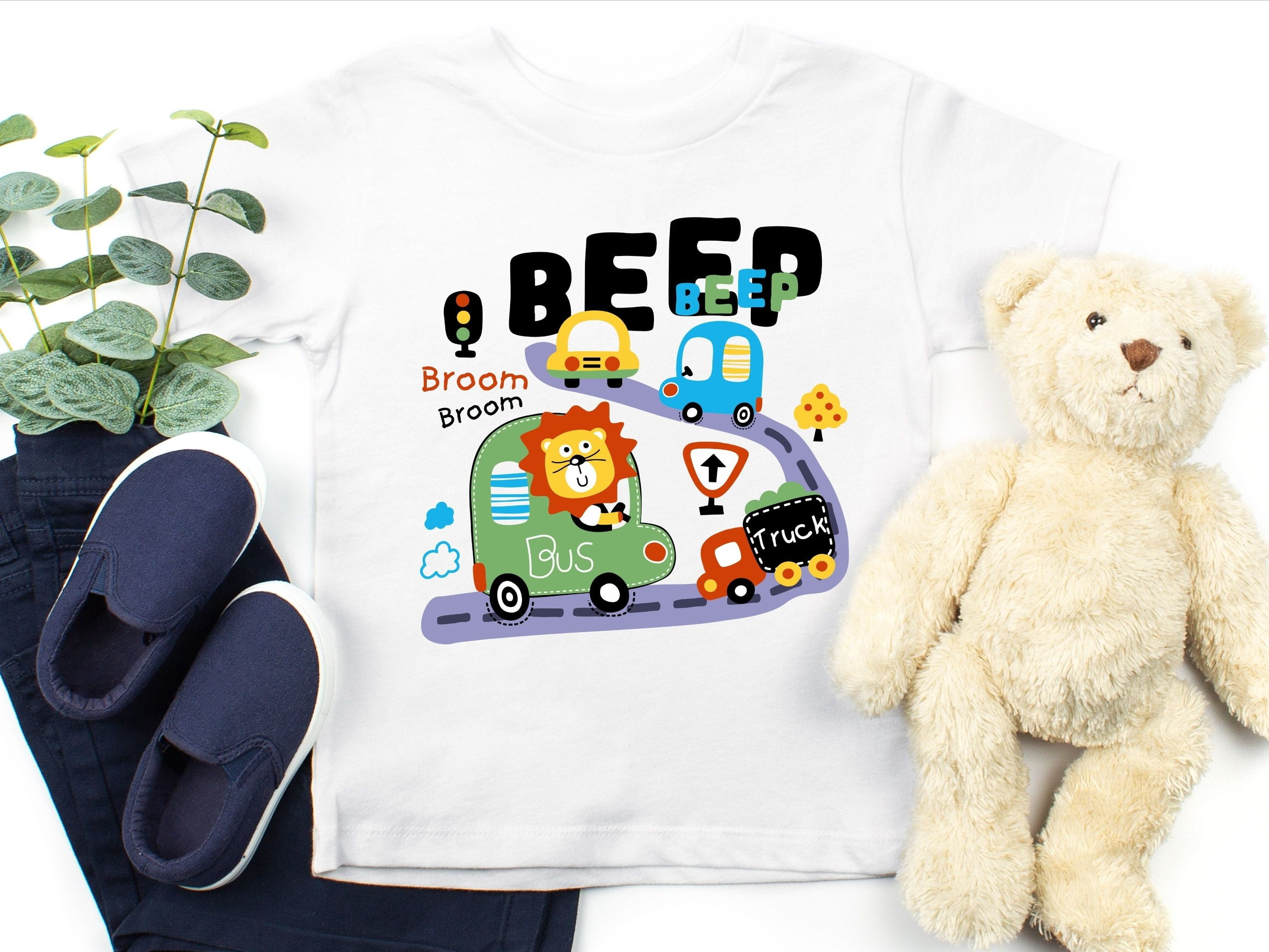 Bus Driver Shirt, Animal Shirt, Boys Shirt, Lion Driving Car Shirt ...