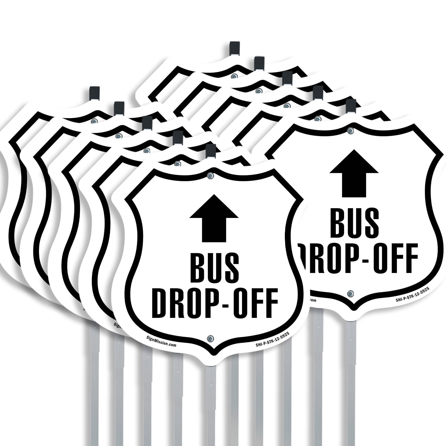 Bus Drop-Off Up (10 Pack) 12 inch X 12 inch Shield Shaped Commercial ...