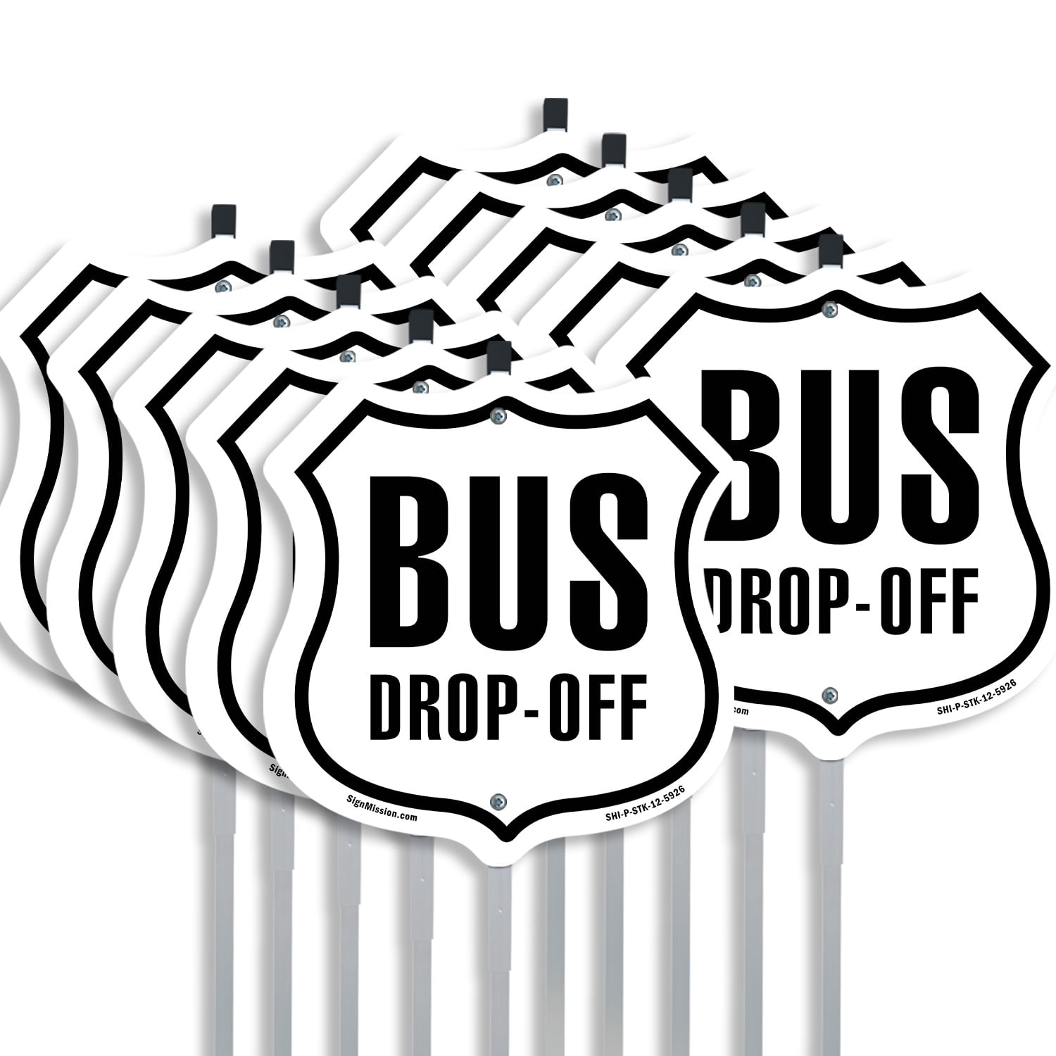 Bus Drop-Off (10 Pack) 12 inch X 12 inch Shield Shaped Rust-Free ...