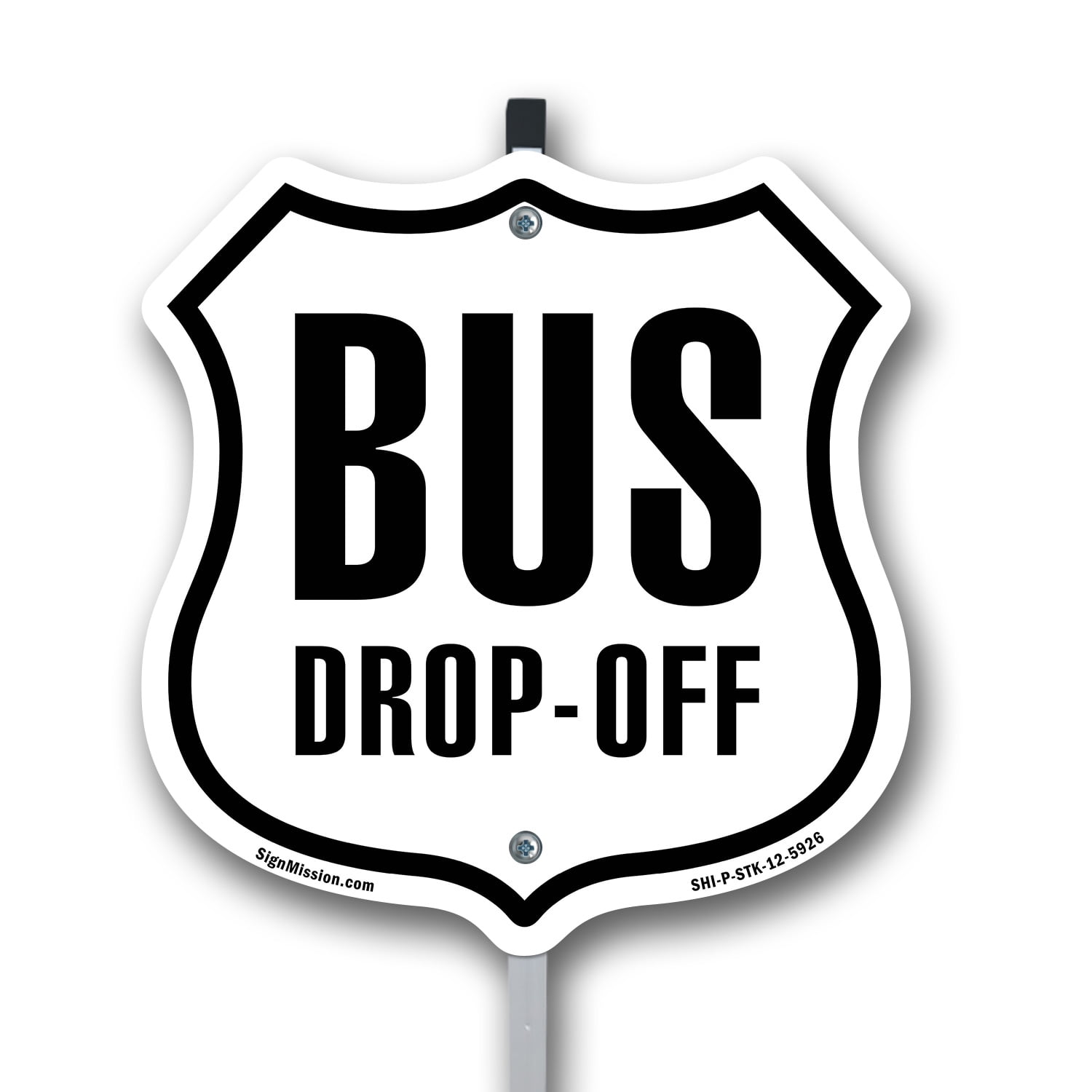 Bus Drop-Off 12 inch X 12 inch Shield Shaped Commercial Grade Plastic ...