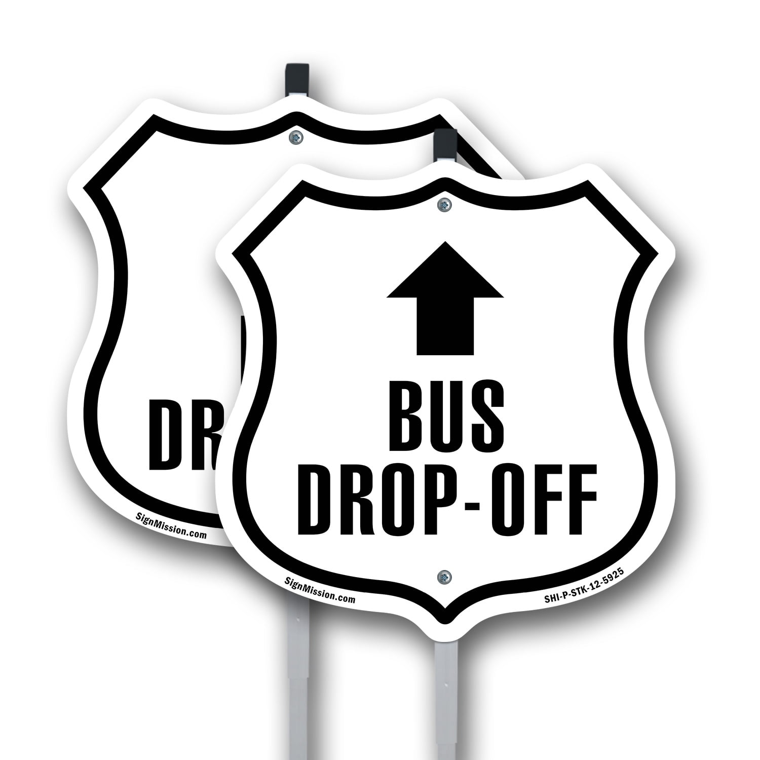 Bus Drop-Off Up (2 Pack) 12 inch X 12 inch Shield Shaped Rust-Free ...