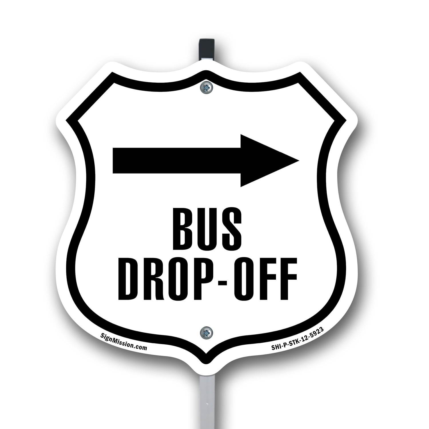 Bus Drop-Off Right 12 inch X 12 inch Shield Shaped Commercial Grade ...