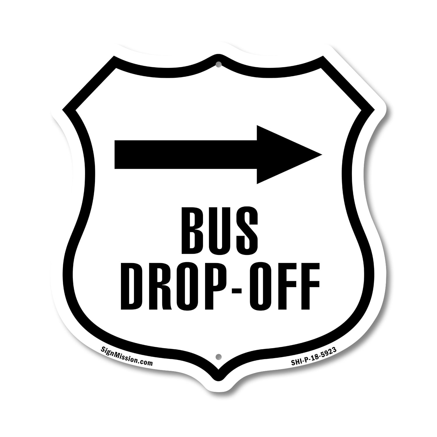 Bus Drop-Off Right 6 inch X 6 inch Shield Shaped Commercial Grade ...