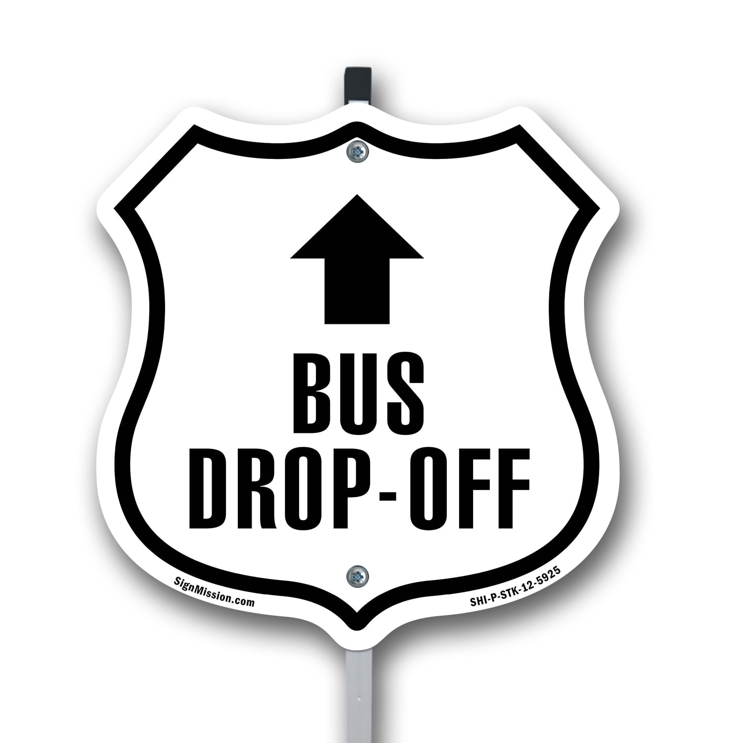 Bus Drop-Off Up 12 inch X 12 inch Shield Shaped Commercial Grade ...