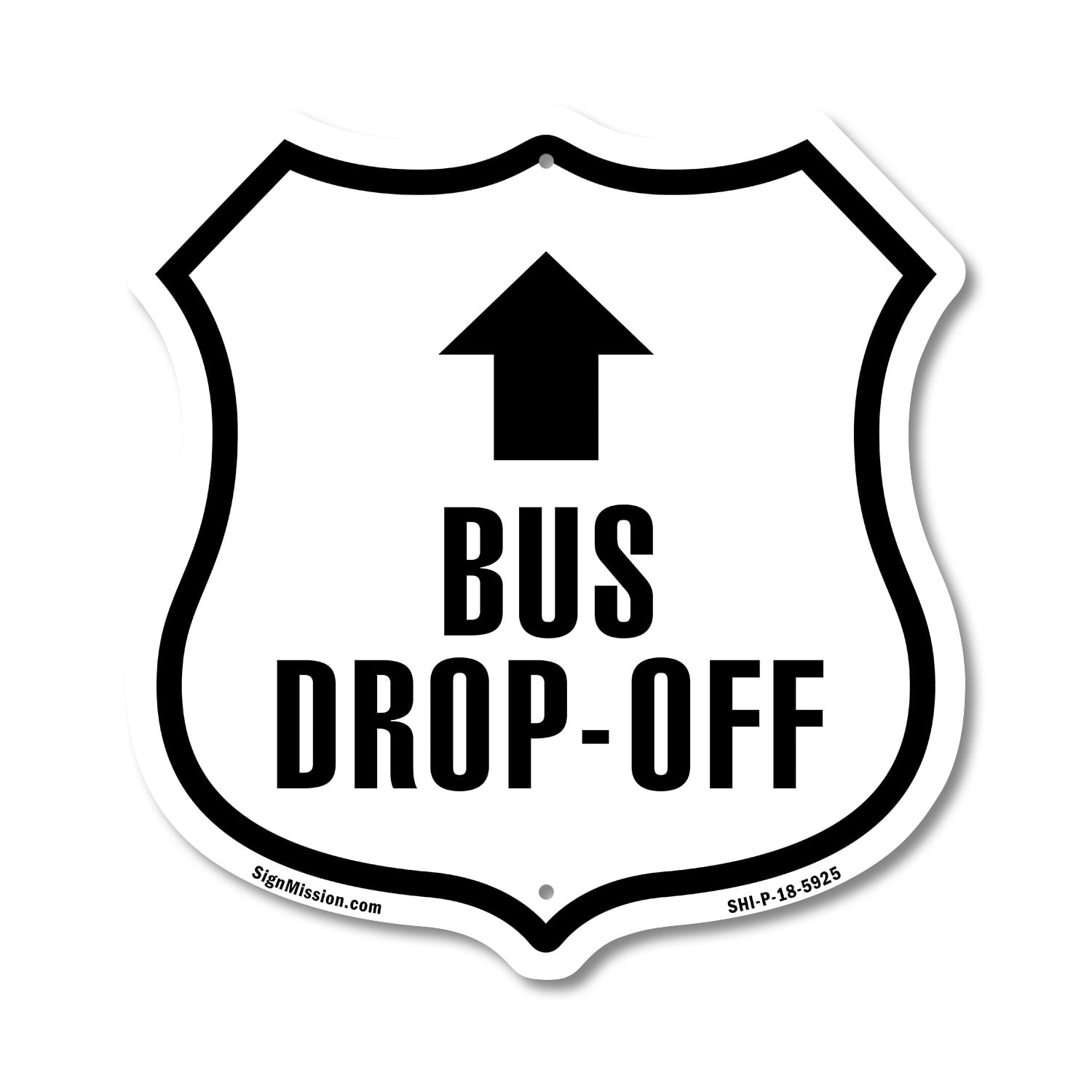 Bus Drop-Off Up 12 inch X 12 inch Shield-Shaped Rust-Free Aluminum ...