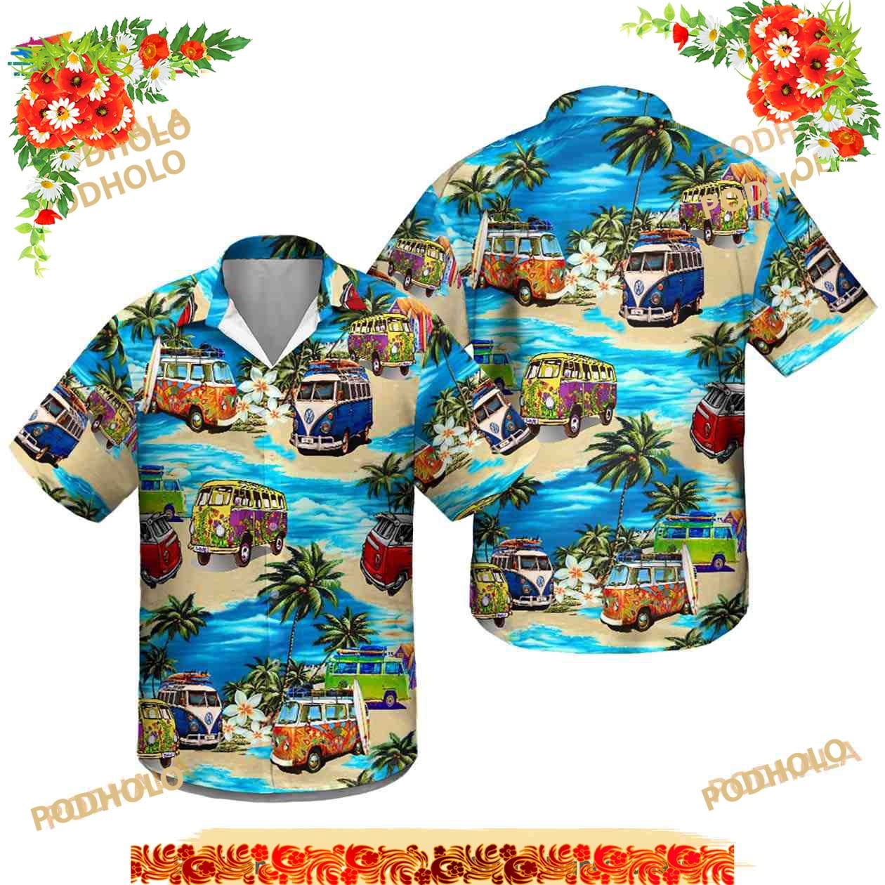 Bus Hawaiian Shirt Vacation Car 3D Hawaii Shirt - Walmart.com