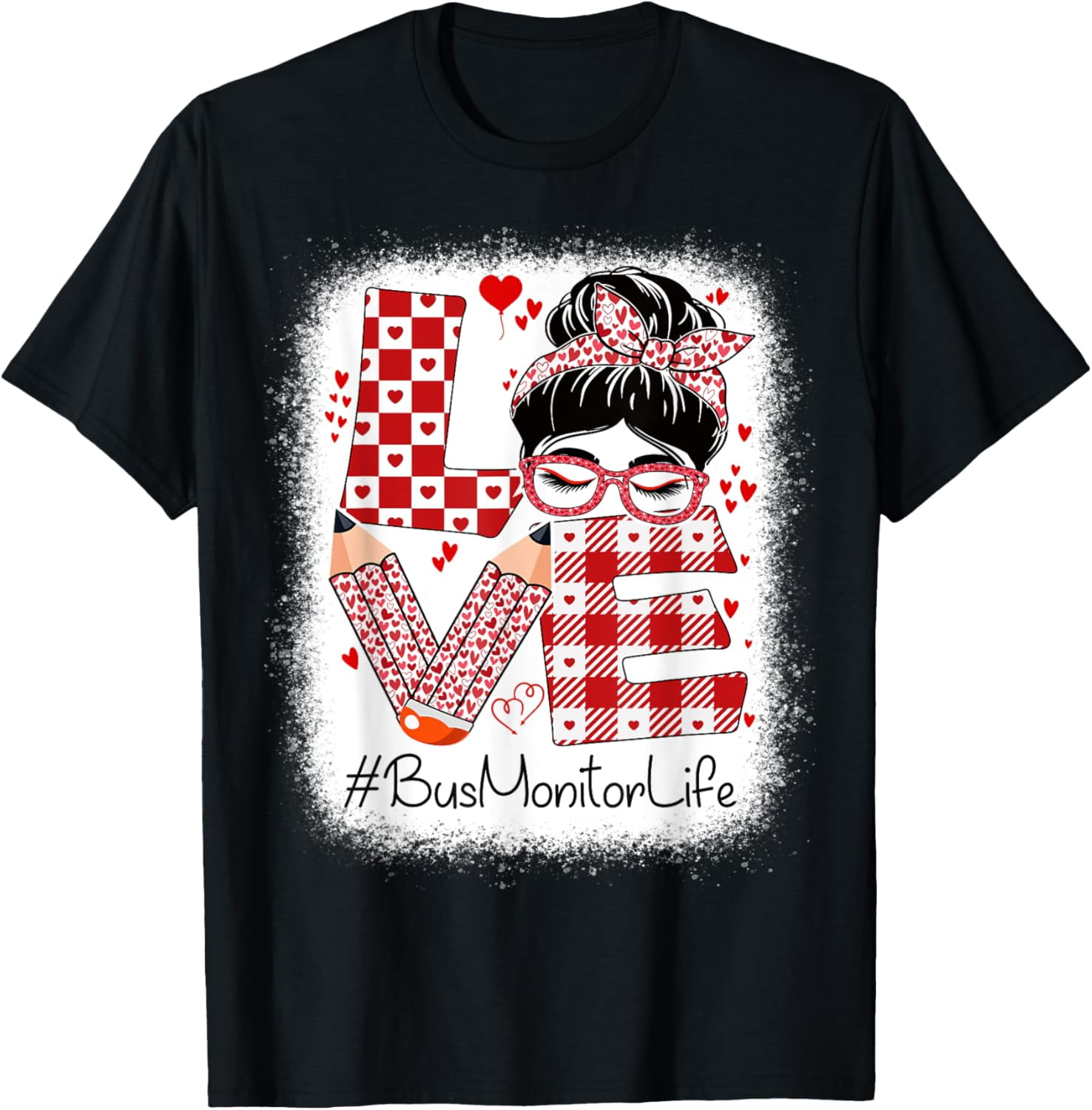 Bus Monitor Love Women Messy Bun Love Day Appreciation T-Shirt ...
